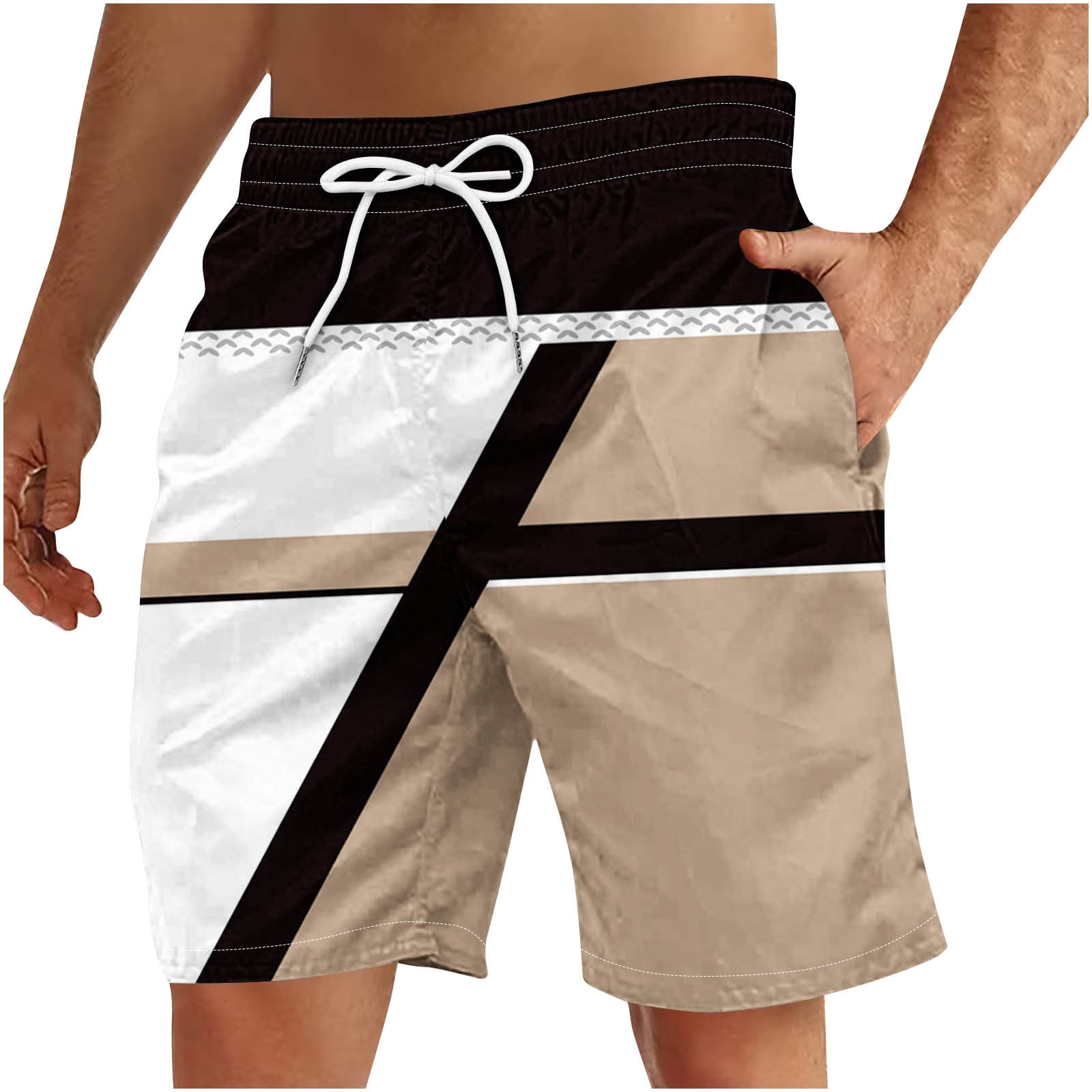 Dovford Mens Swim Trunks 7" Swimming Trunks Goemetry Print Quick Dry ...