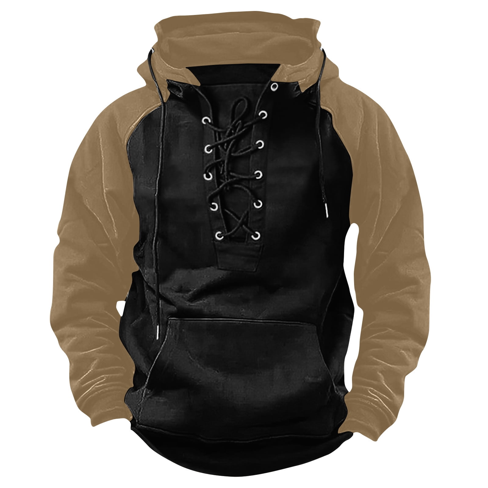 Dovford Mens Tactical Sweatshirts Lace Up Aztec Hooded Pullover Long ...