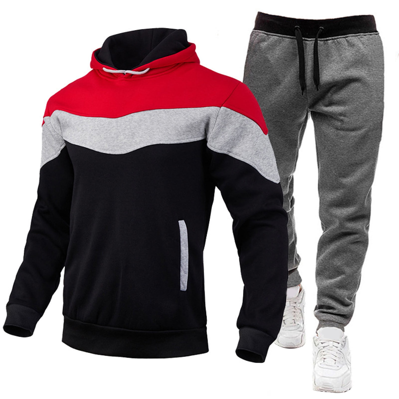 Dovford Mens Tracksuit 2 Piece Hoodie Solid Jogging Activewear with ...