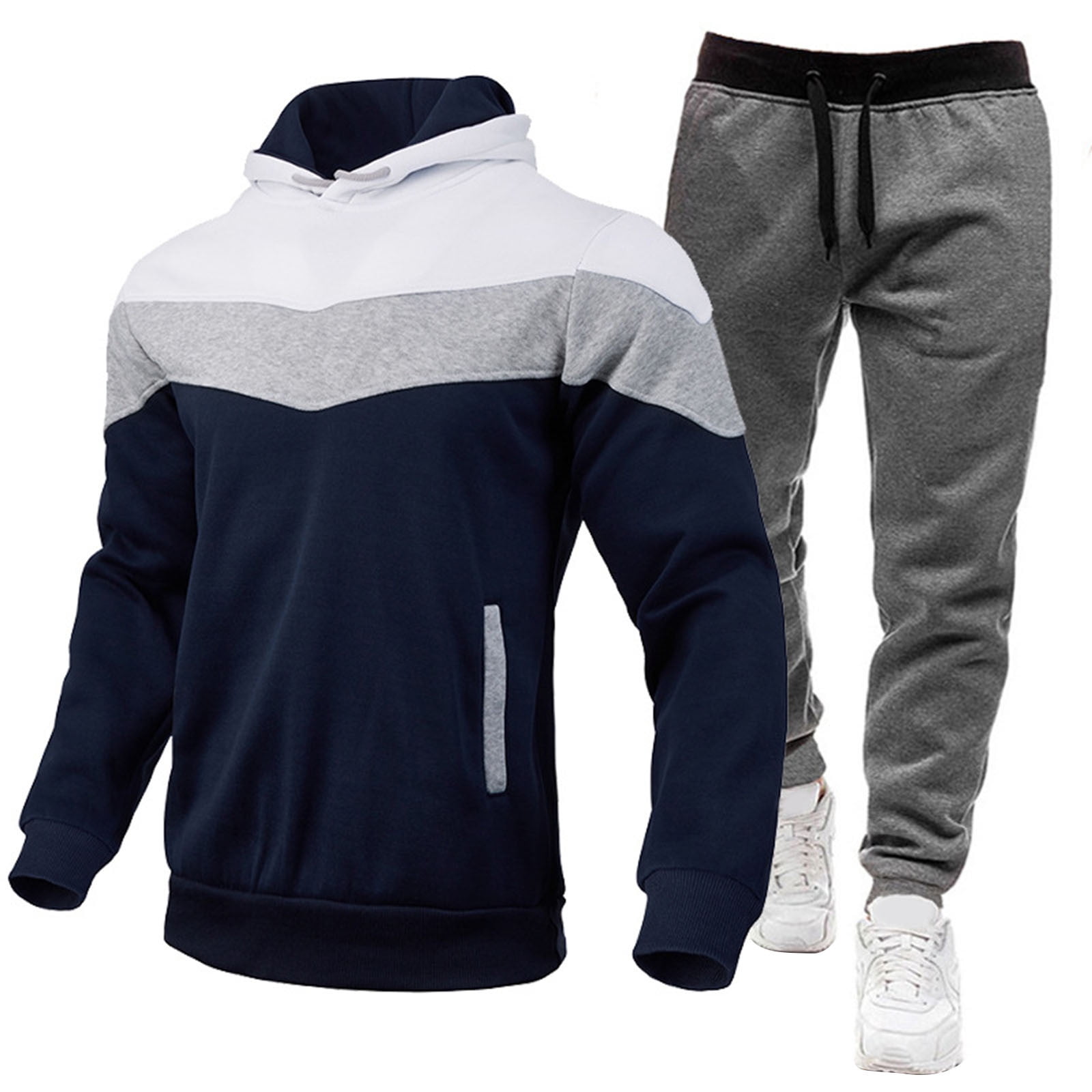 Dovford Mens Tracksuit 2 Piece Hoodie Solid Jogging Activewear with ...