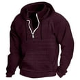 Dovford Mens Waffle Knit Hoodie Casual Long Sleeve Half Zip Drawstring Hoodie Coat Pullover ...