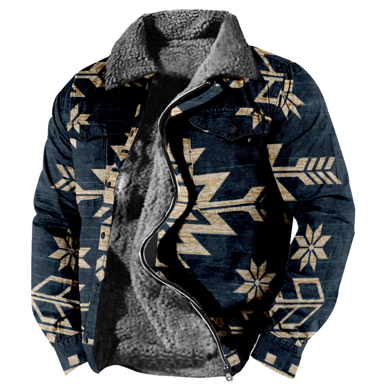 Dovford Mens Winter Jacket Western Jackets for Men Vintage Aztec Jacket ...