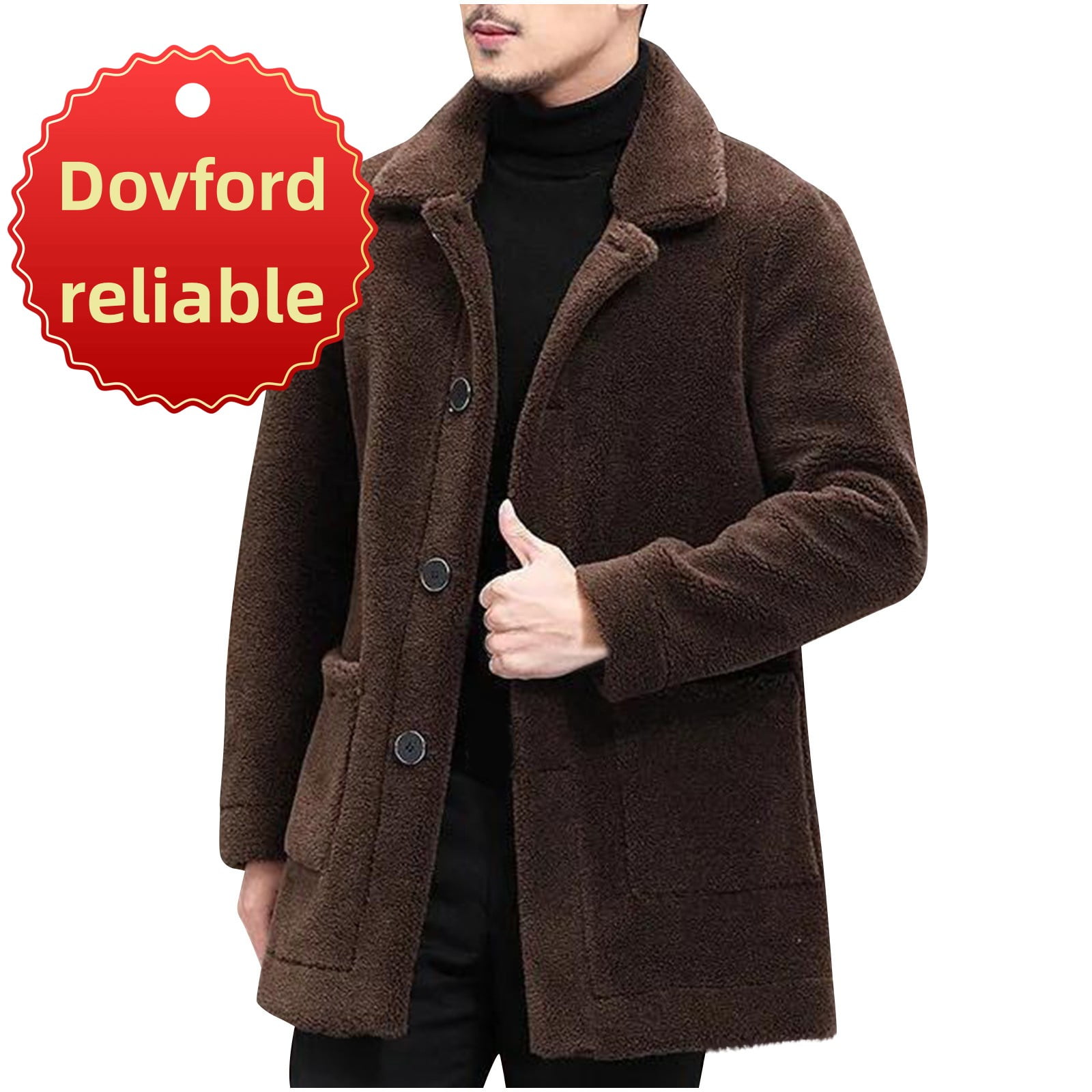 Dovford Mens Wool Trench Coats Long Wool-Blend Peacoats Classic Jackets ...