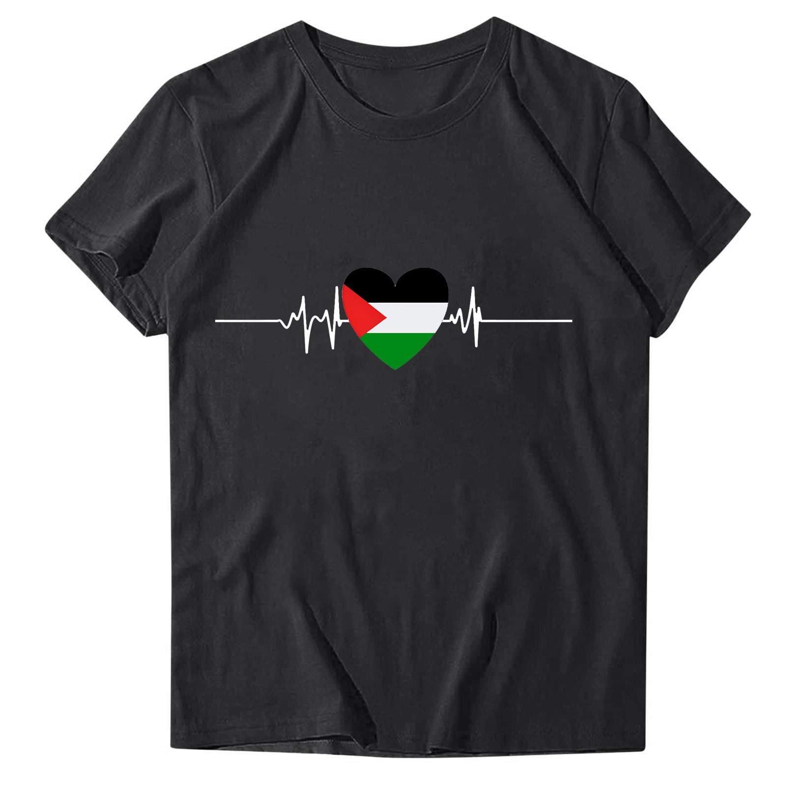 Dovford Palestine Heartbeat Palestine Pride Palestinian Flag T-Shirt ...
