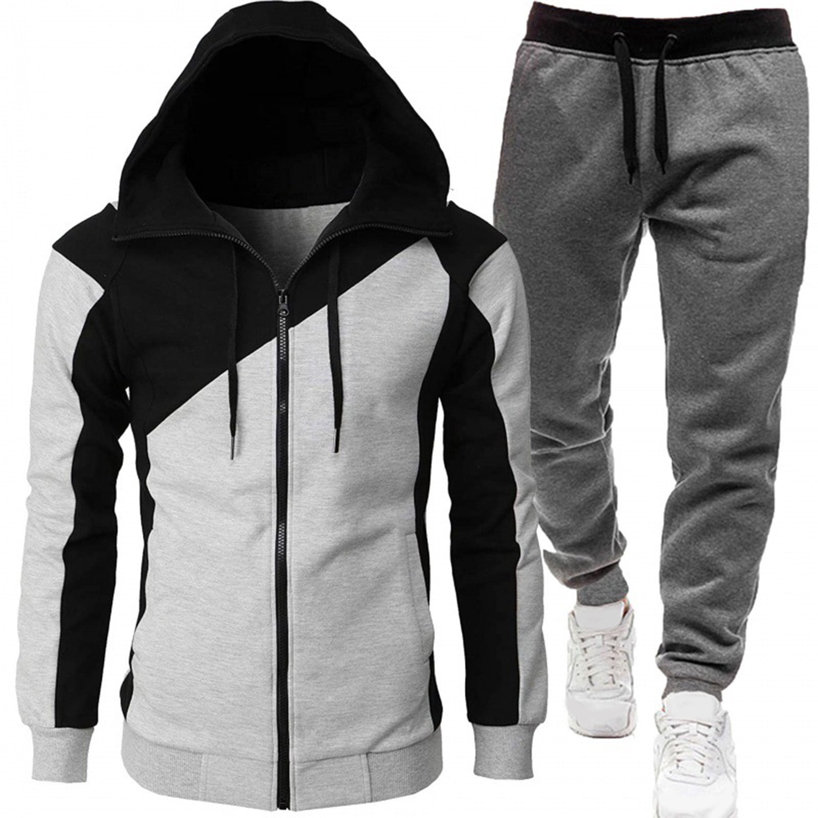Dovford Sweatsuits for Men Clearance Polka Dots Zip Up Hooded ...