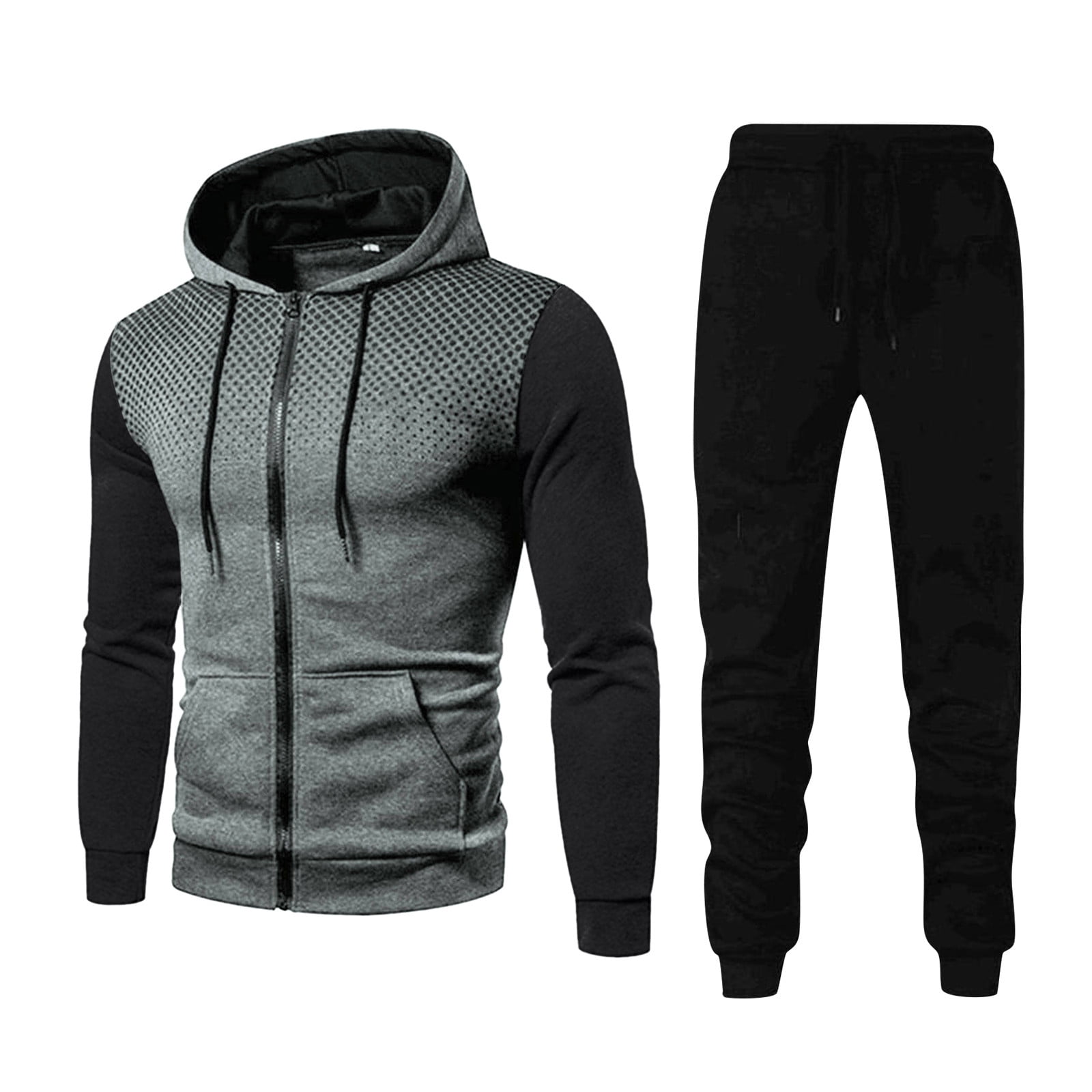 Dovford Sweatsuits for Men Clearance Polka Dots Zip Up Hooded ...