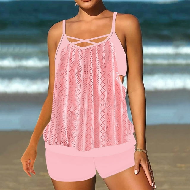 Dovford Tankini Swimsuits for Women Tummy Control Two Piece Bathing ...