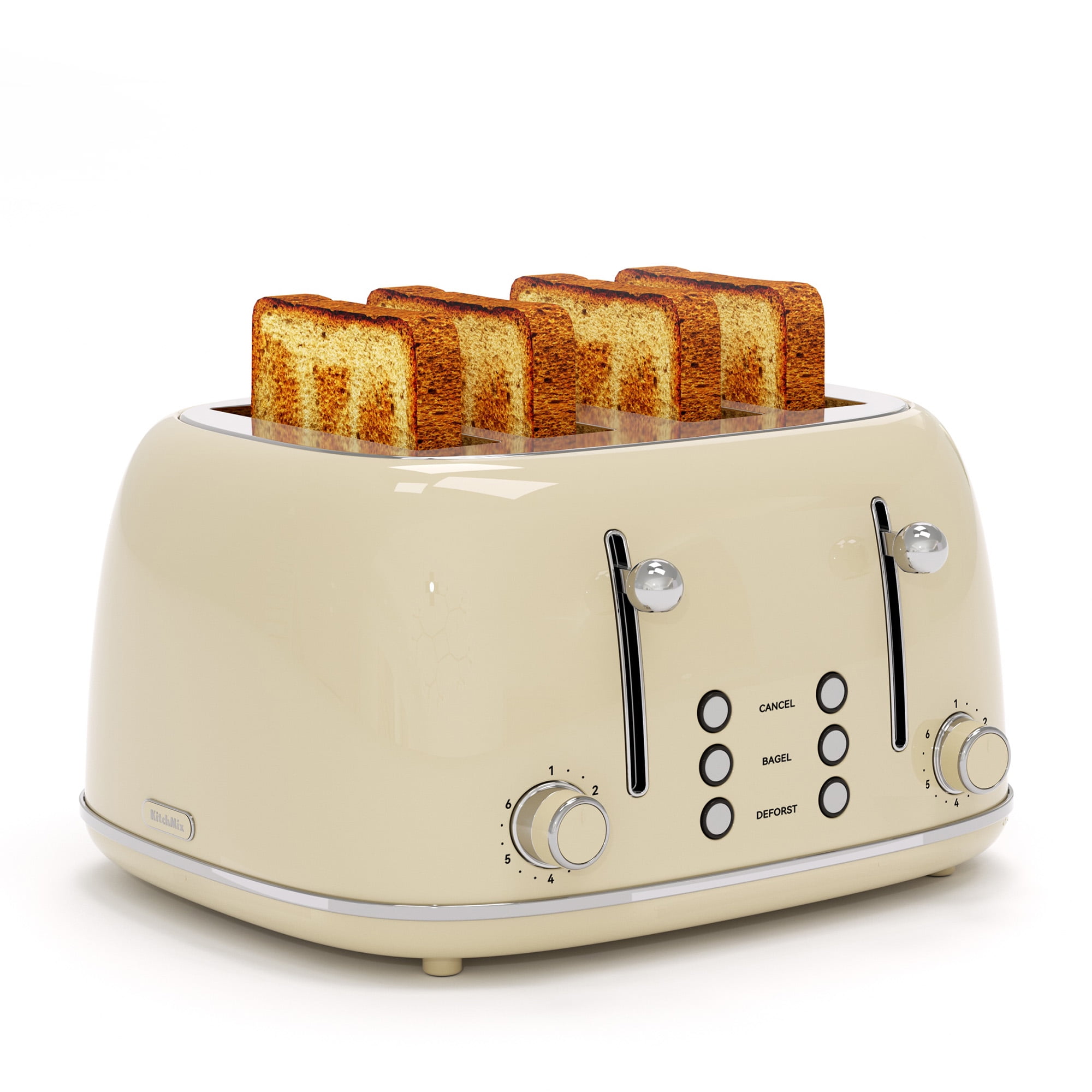 Dovimi 4 Slice Retro Toaster, Stainless Steel, Extra Wide Slots, Bagel ...