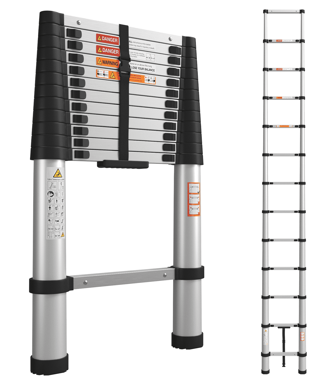 Dovov 12.5ft Telescoping Ladder, Aluminium Extension Ladder with Anti ...
