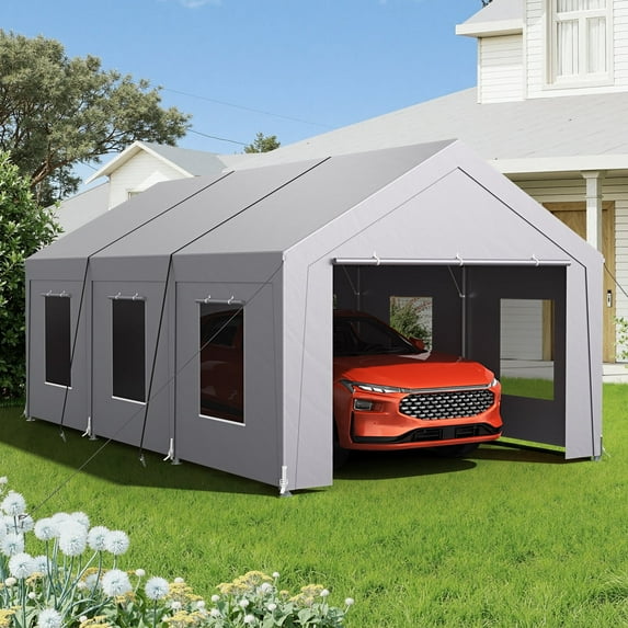Dovov 12 x 20 ft Heavy Duty Carport, Portable Garage Metal Car Port Canopy Storage Shelter Tent ...