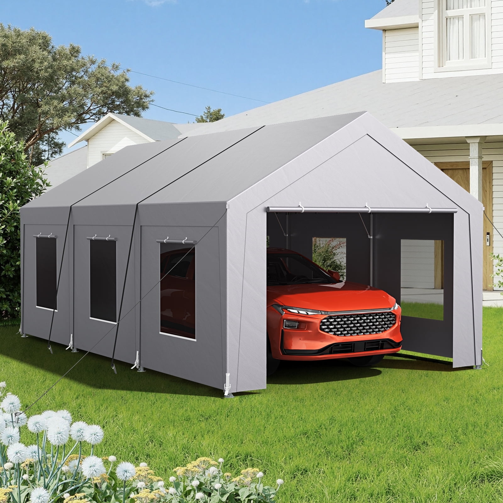 Dovov 12 x 20 ft Heavy Duty Carport, Portable Garage Metal Car Port ...