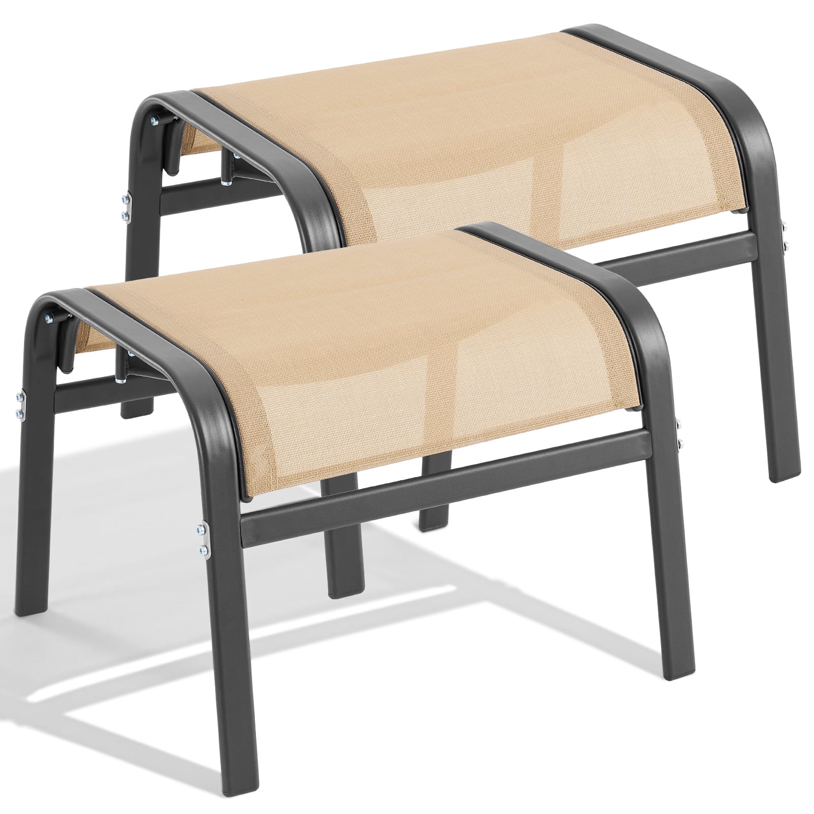 Dovov Outdoor Patio Ottoman 22"x22"x17.1" Stackable Metal Textilene ...