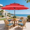 Dovov 9ft Patio Umbrella, 3 Tier Vented Outdoor Market Table Umbrella ...
