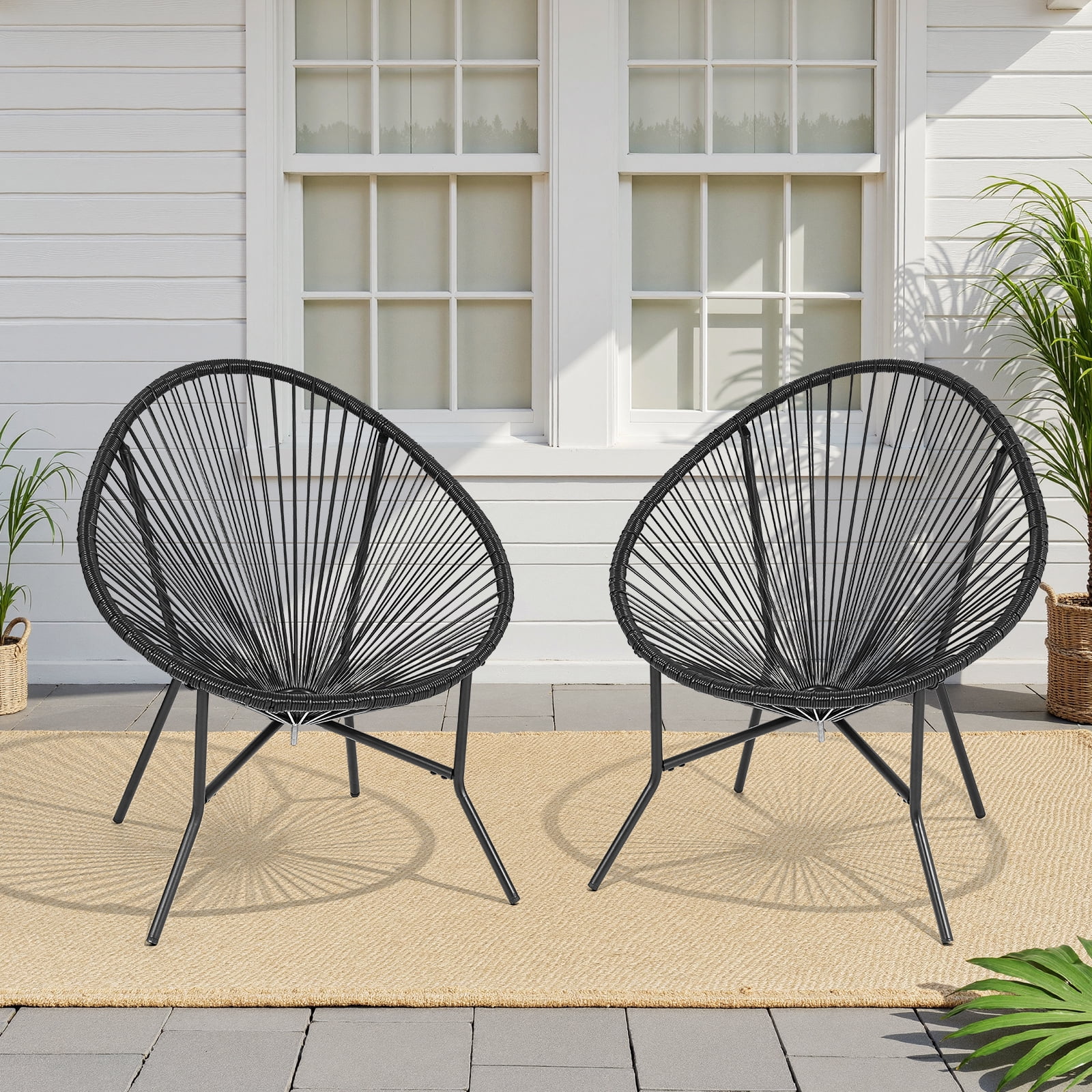Dovov Acapulco Chair Set of 2, Outdoor Seating Patio Chairs Modern Wicker Bistro Chairs All ...