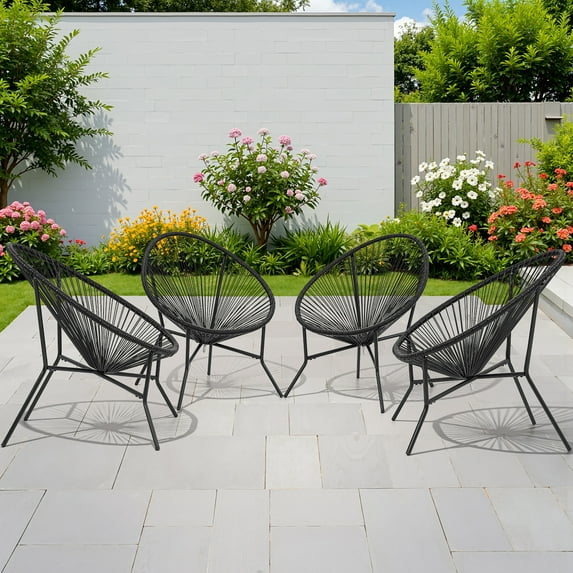 Dovov Acapulco Chair Set of 4, Outdoor Seating Patio Chairs Modern Wicker Bistro Chairs All ...