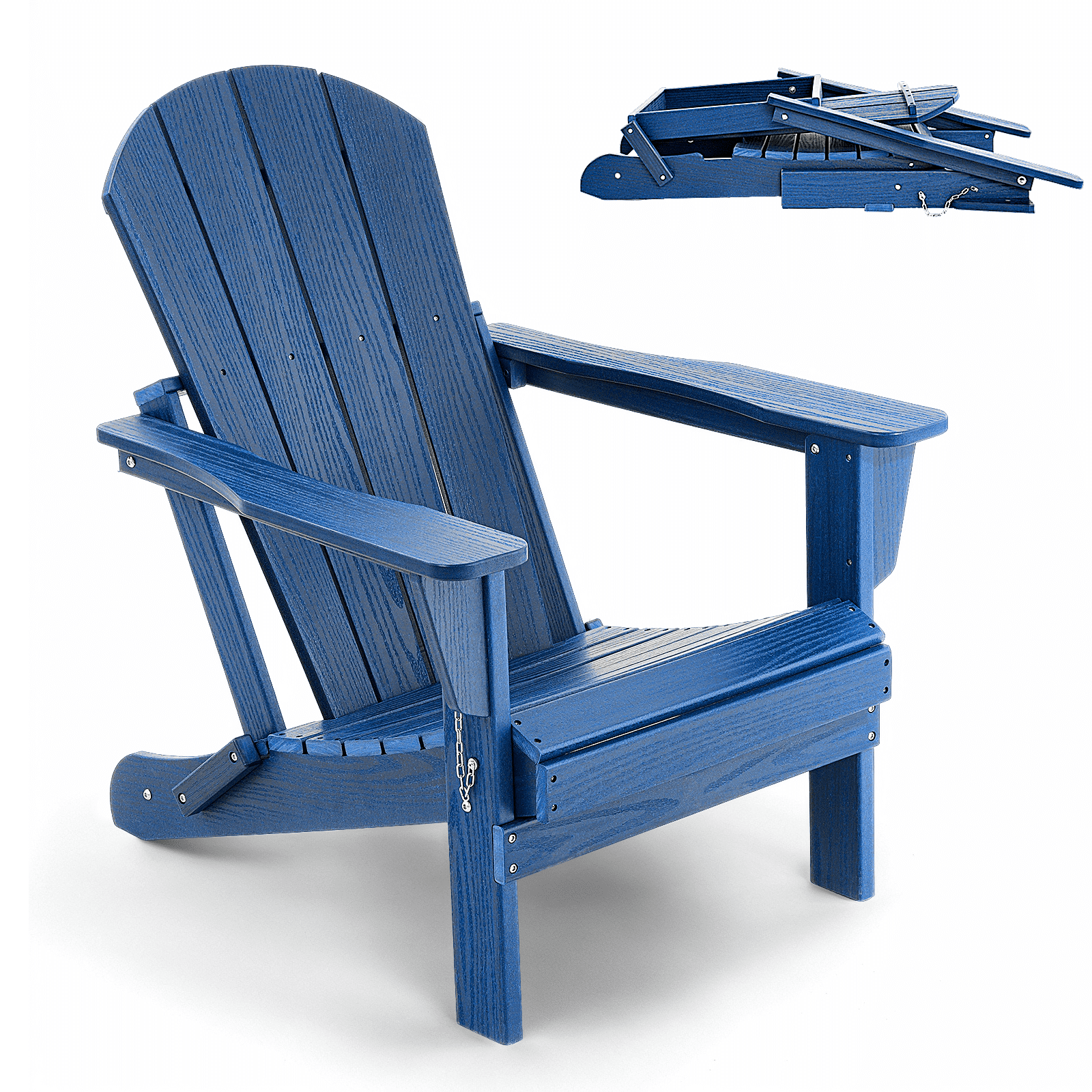 Dovov Folding Adirondack Chair, HDPE Weather Resistant Foldable Outdoor Patio Chairs for Garden ...