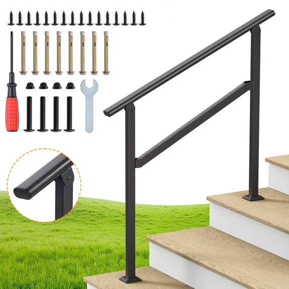 Winado Solid wood & Steel Handrails for Outdoor Steps - Exterior Hand ...
