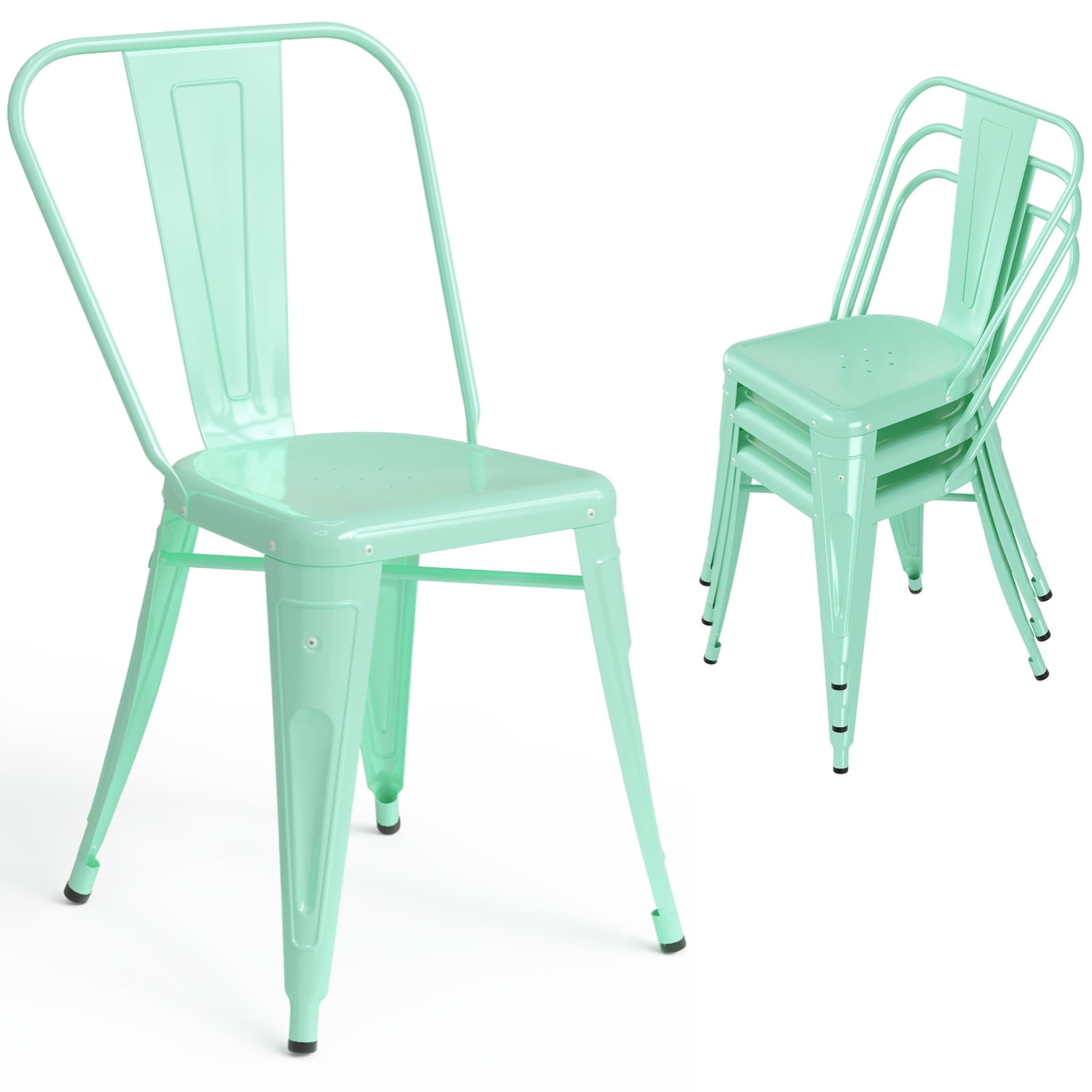 Dovov Metal Dining Chairs Set of 4, Stackable Patio Chairs Modern Outdoor Metal Chairs Trattoria ...