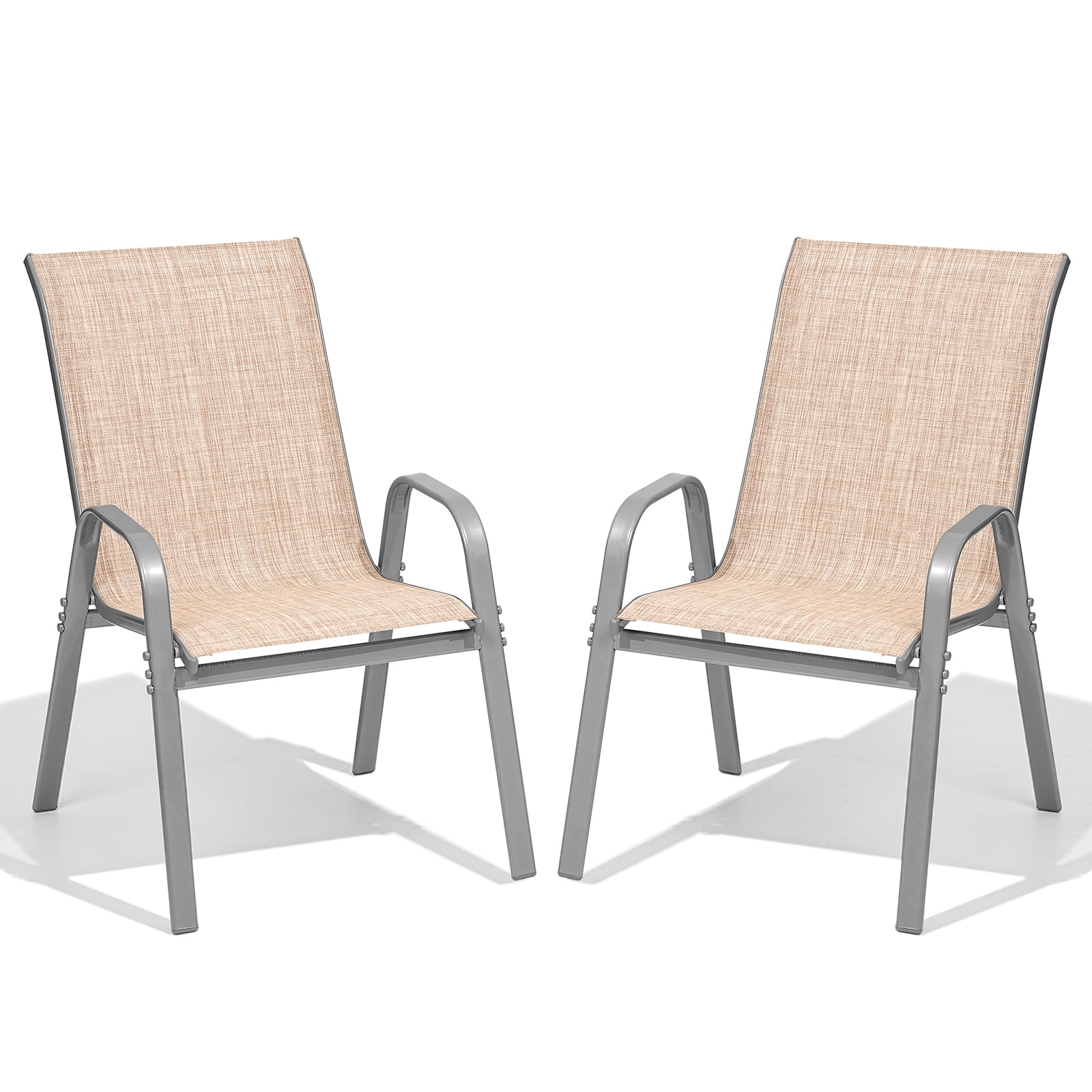Dovov Outdoor Patio Dining Chairs Set of 2, Outdoor Textilene Stacking Chairs Patio Stackable ...