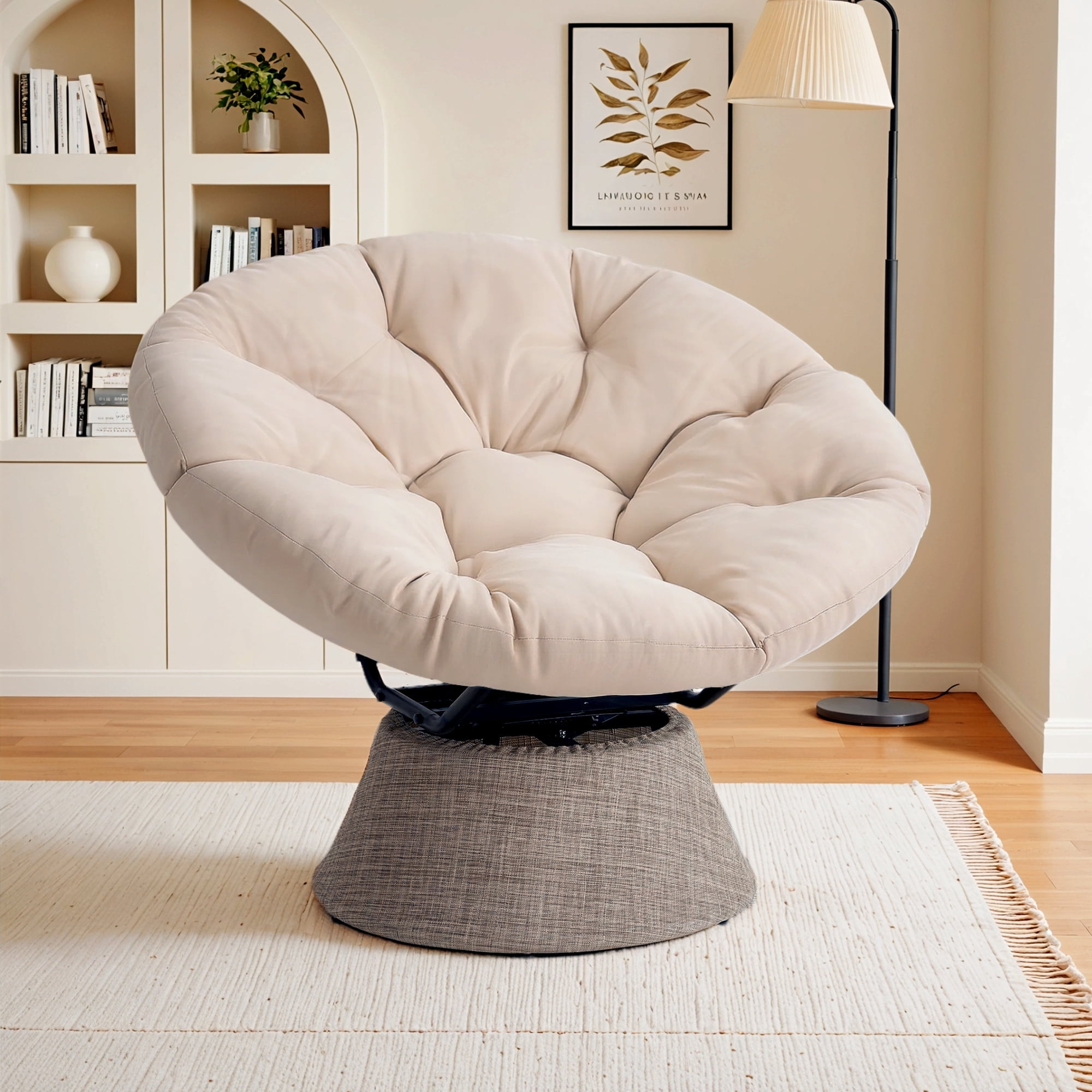 Dovov 360 Swivel Papasan Chair with Fabric Cushion, Comfy Papasan Accent Chair Oversized Metal ...