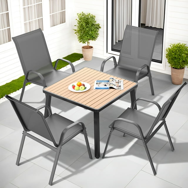 Dovov Patio Dining Chairs Set of 4, High Back Metal Outdoor Armchairs Textilene Patio Chairs ...