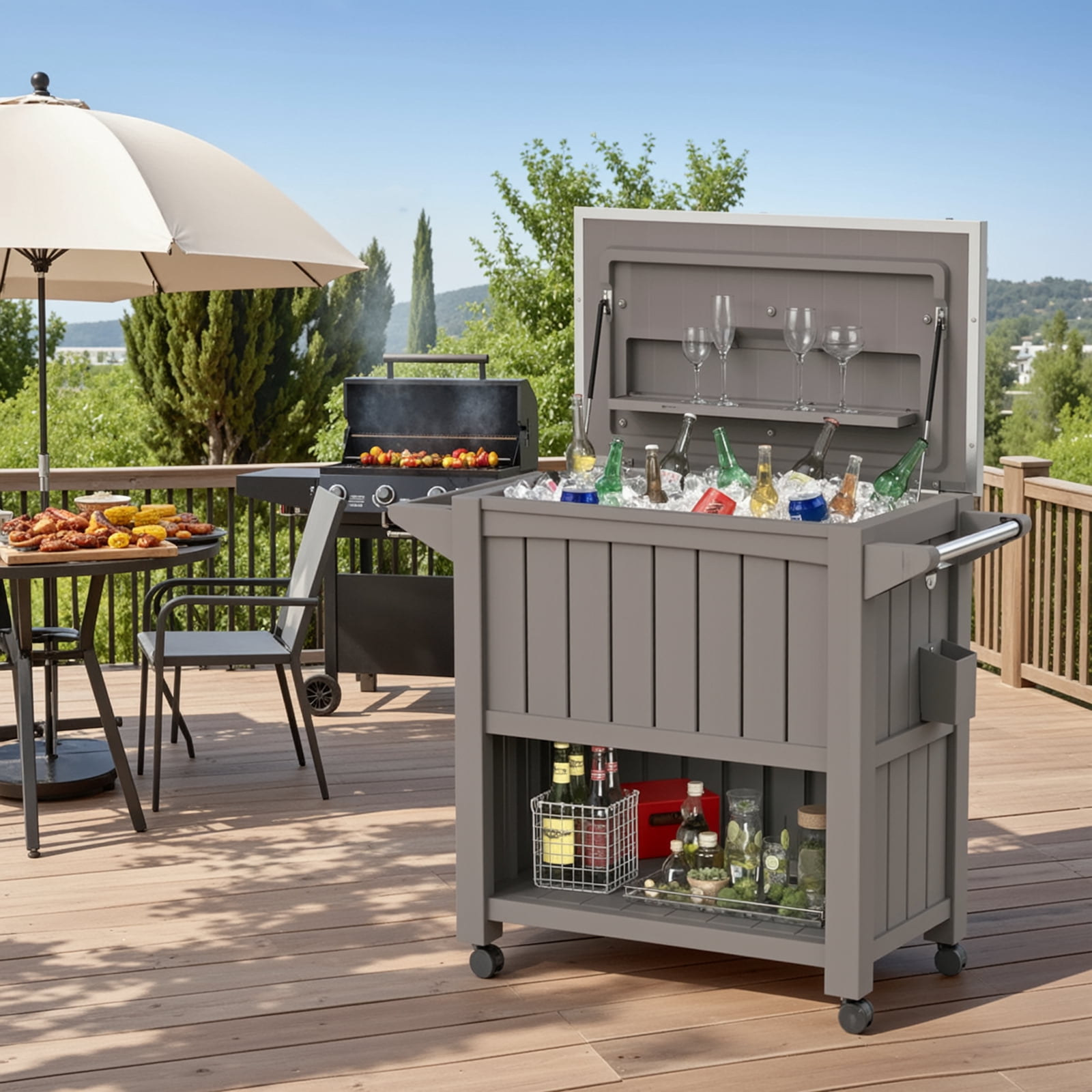 Dovov Outdoor Patio Cooler Cart, 120 Qt Rolling Ice Chest Portable ...