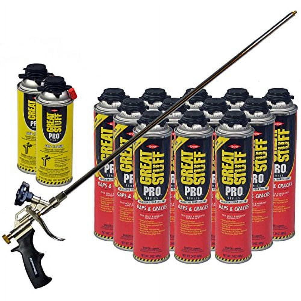 Dow Great Stuff Pro Gaps and Cracks 24 oz Foam (12) + AWF 2 ft Pro Foam Gun (1) + Dow Great ...