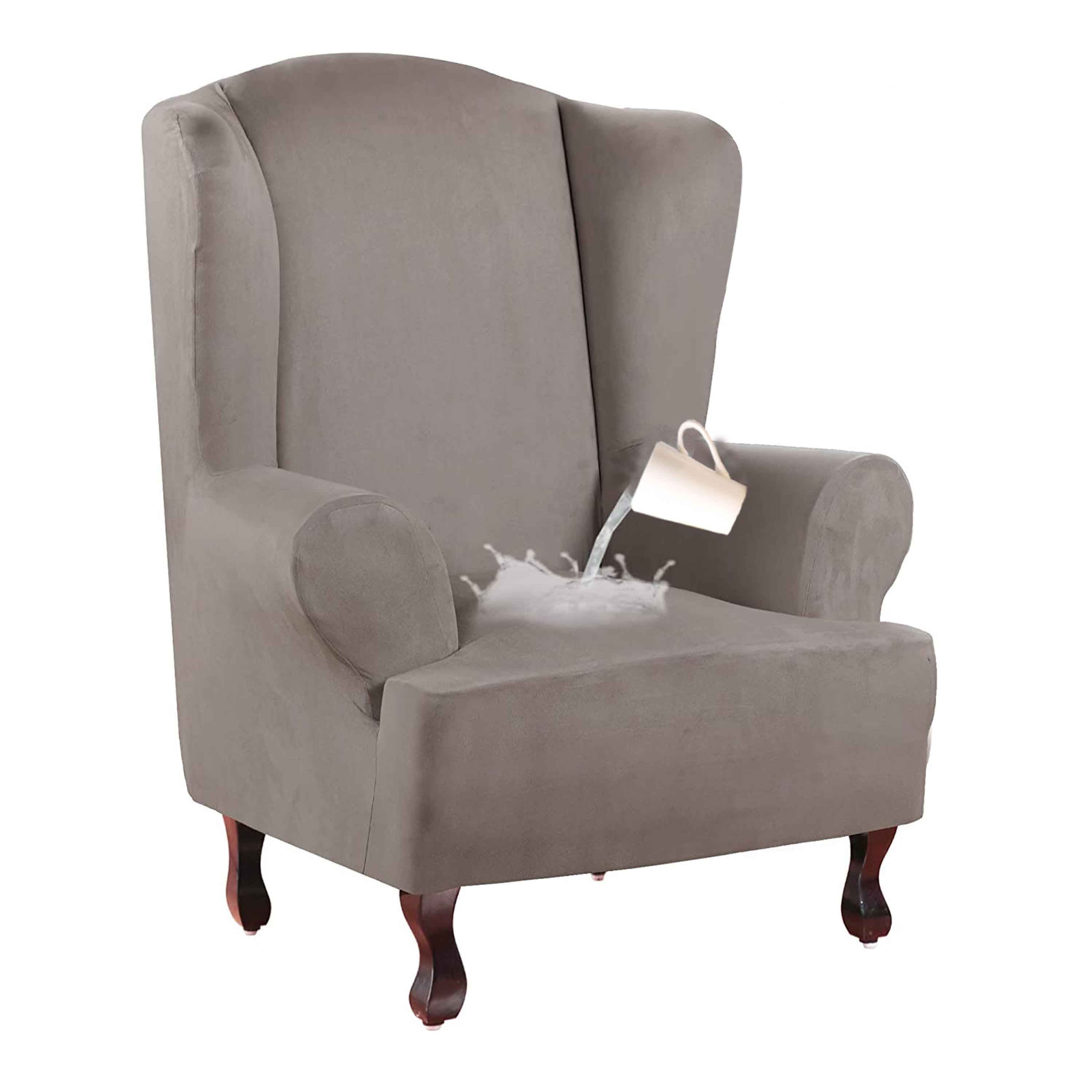Dowbom Wingback Chair Slipcover with arms, Stretch Wing Chair Covers ...