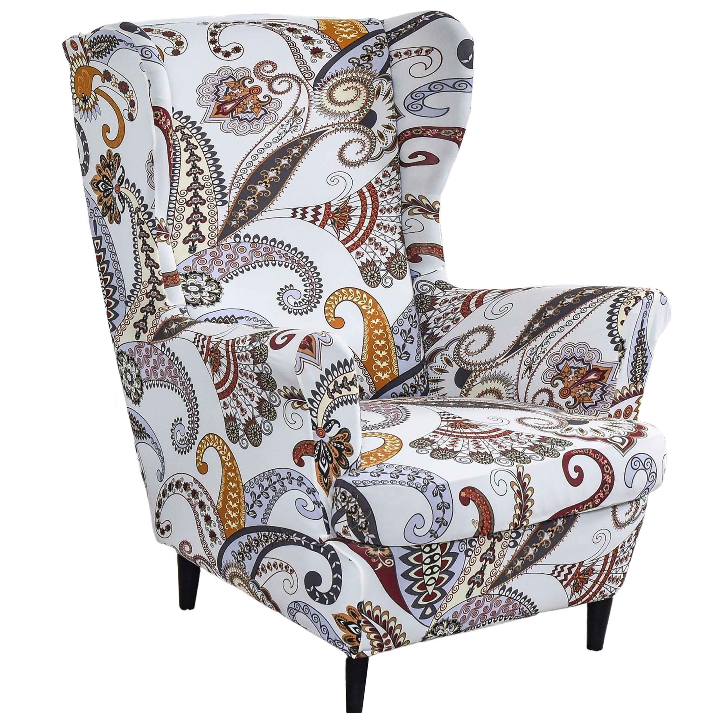 Dowbom Wingback Chair Slipcover with arms, Stretch Wing Chair Covers ...