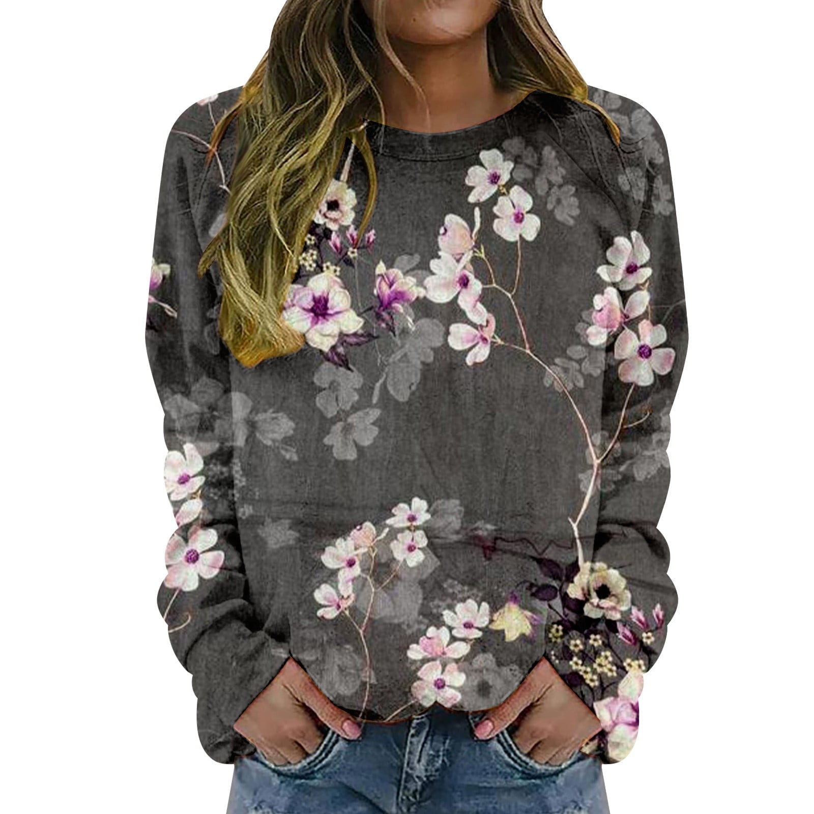 Dowegor Sweatshirts for Women Fall Fashion Casual O Neck Long Sleeve ...