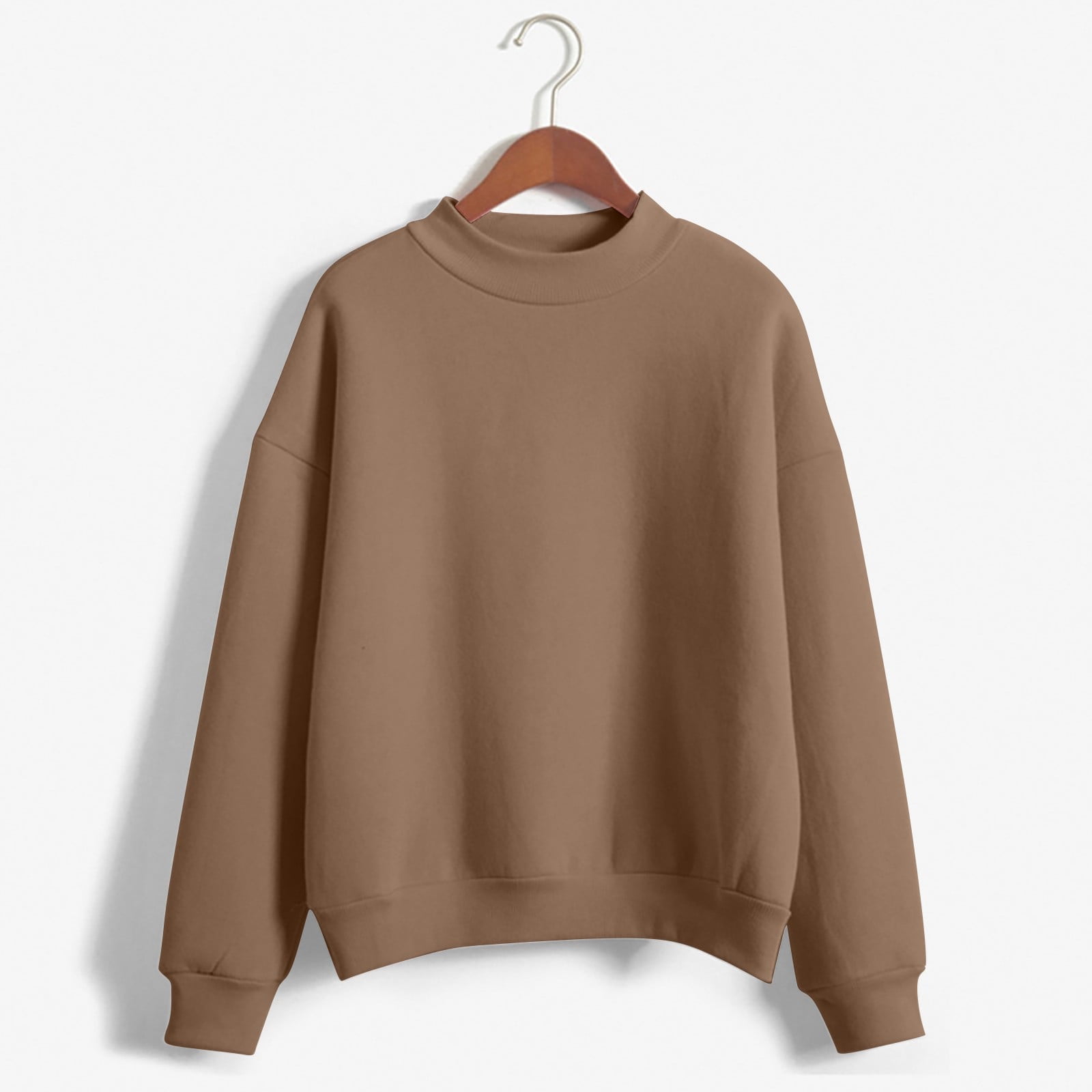 Dowegor Women's Solid Color Round Neck Oversized Sweatshirt Loose Fit ...