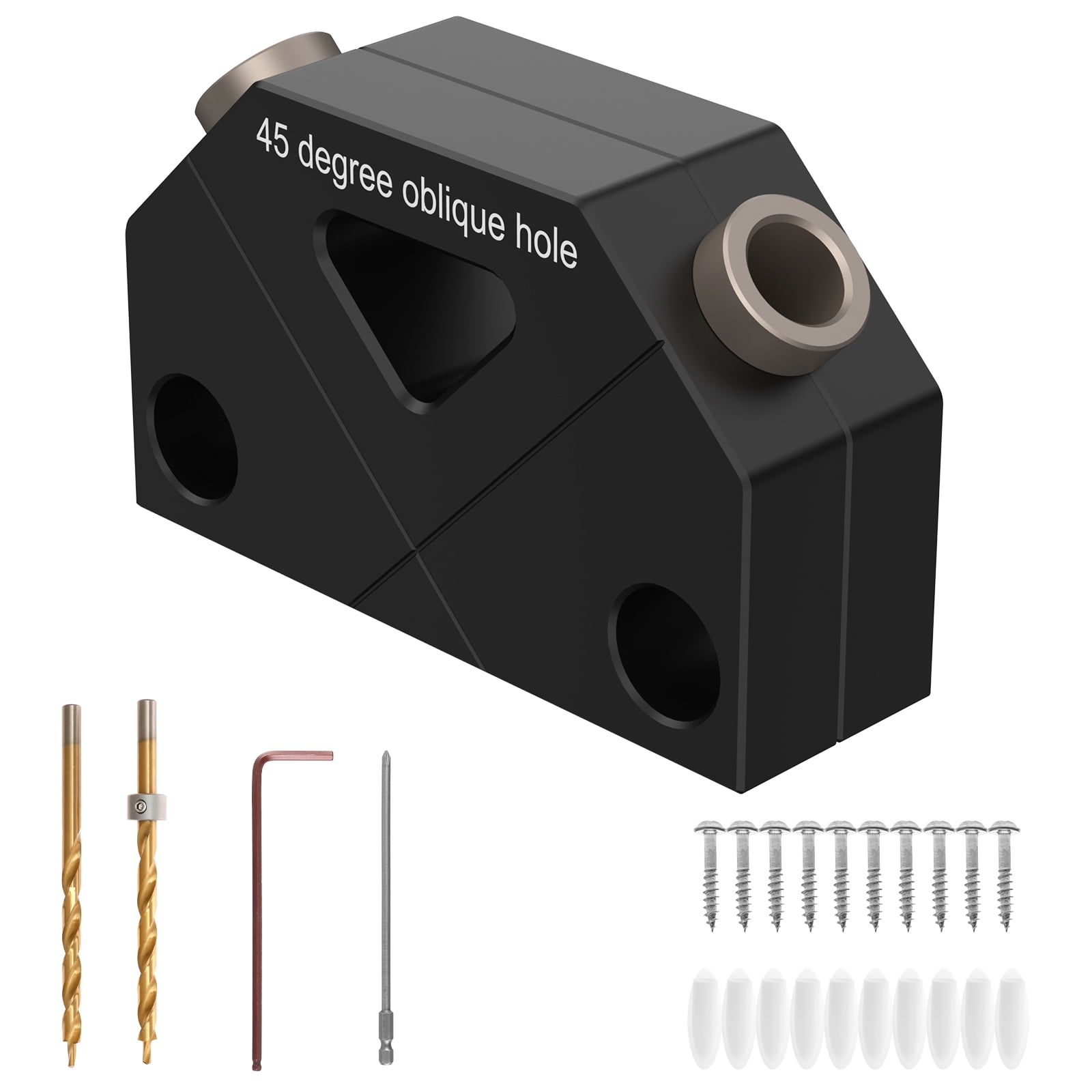 Dowel Jig Kit 45° Angle Drill Guide Jig Aluminum Alloy Pocket Hole Jig ...