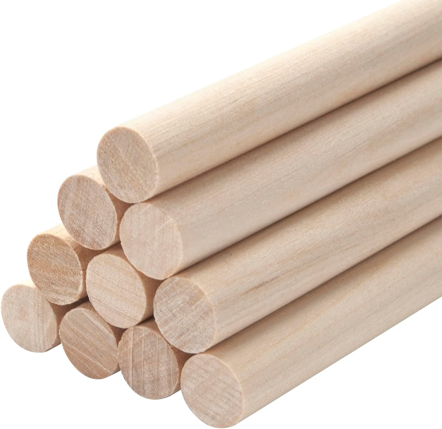 Dowel Rods Wood Sticks 10 Pcs 1/2 x 12 Inch Wooden Dowel Rods Round ...
