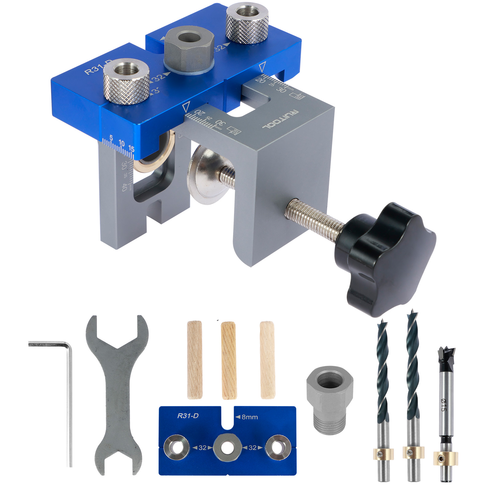 Doweling Jig Kit Aluminum Alloy 3 in 1 Drill Hole Guide Jig Precise ...