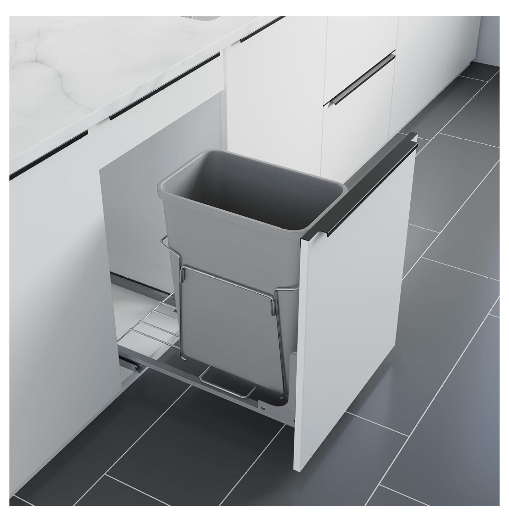 Dowell Alu Bottom Mount Pull- Out Waste Container W/Door Mounting Kit ...