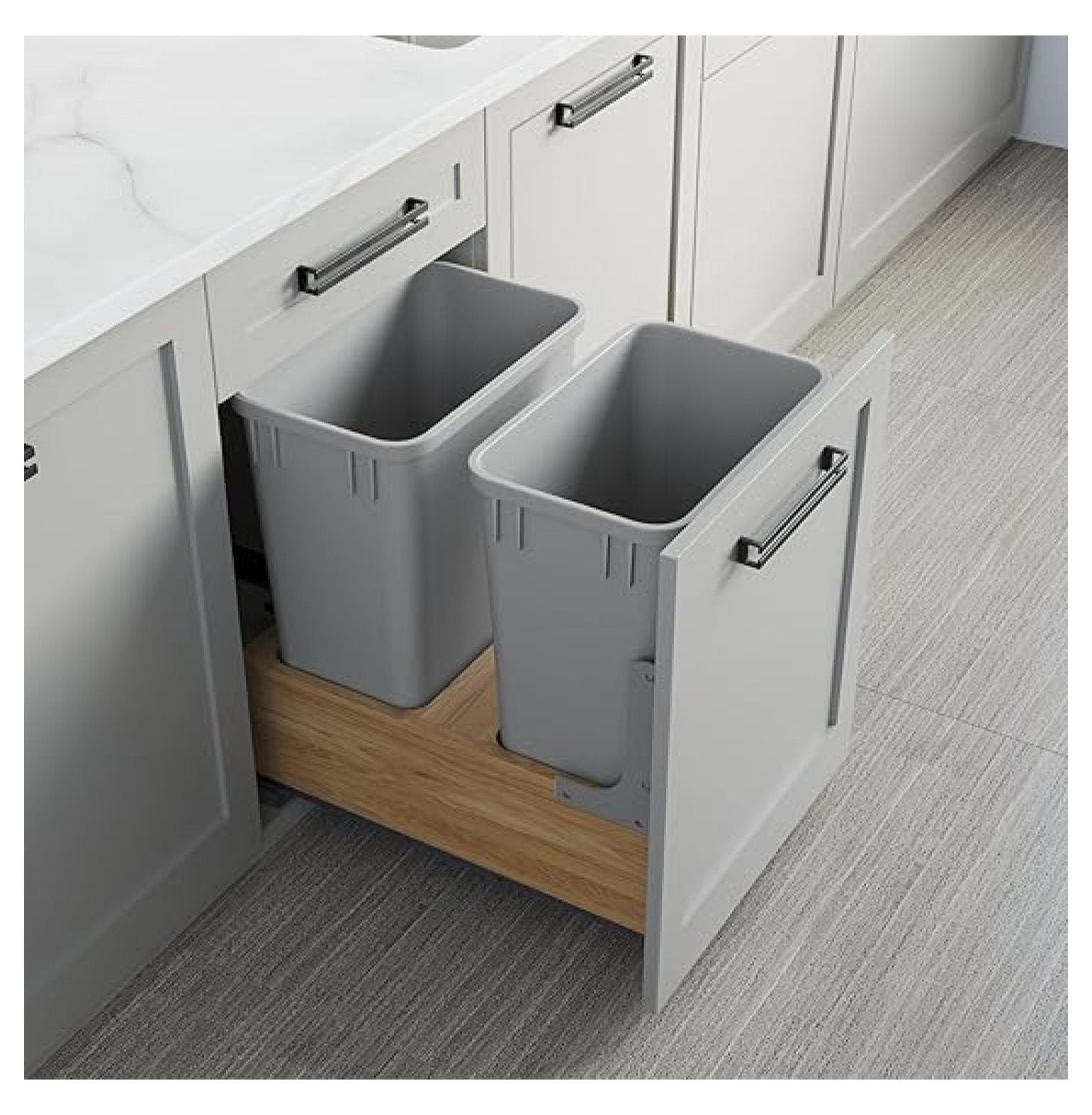 Dowell Double 35Qt Undermount Trash Pull-Out Waste Container with Full ...