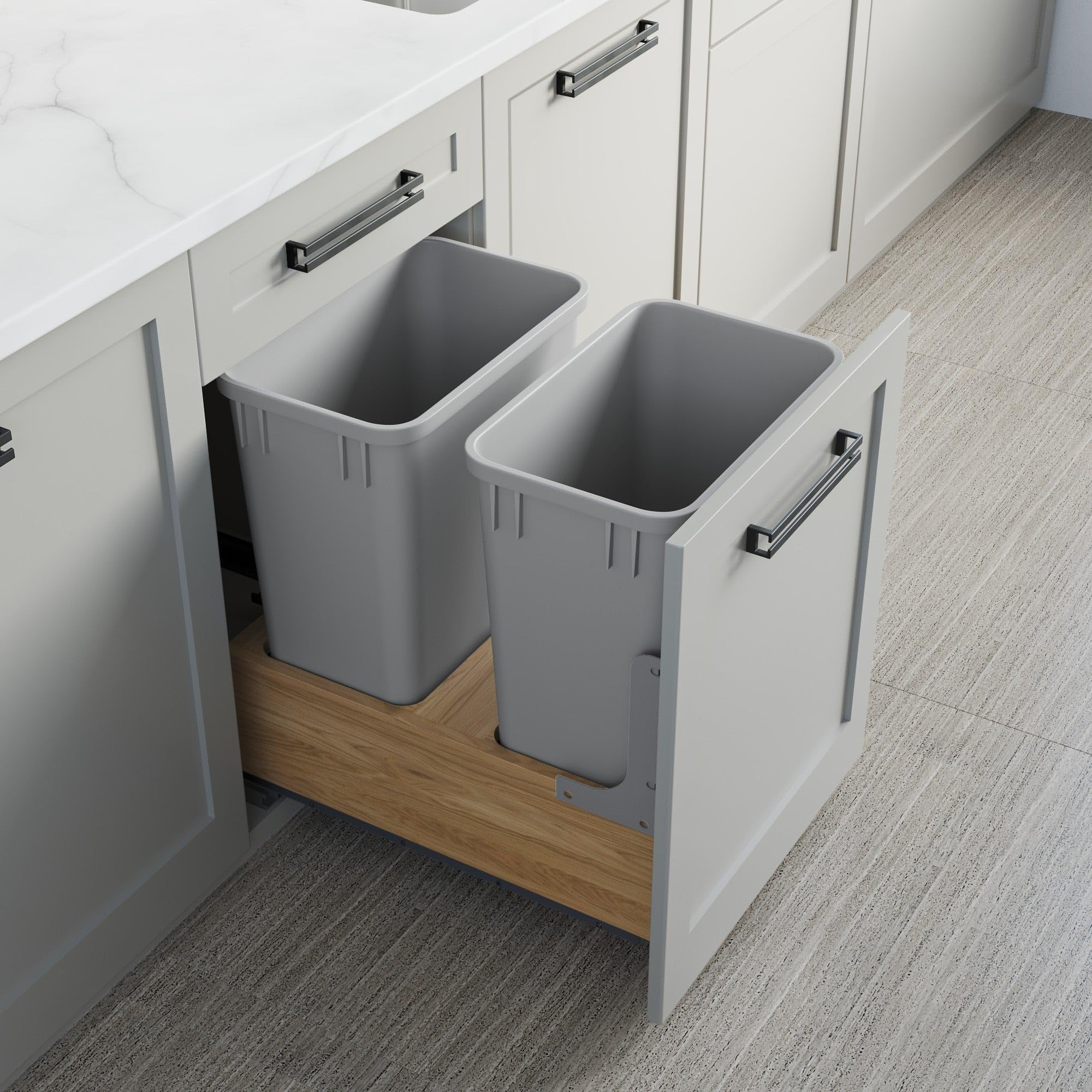 Dowell Double 35Qt Undermount Trash Pull-Out Waste Container with Full ...