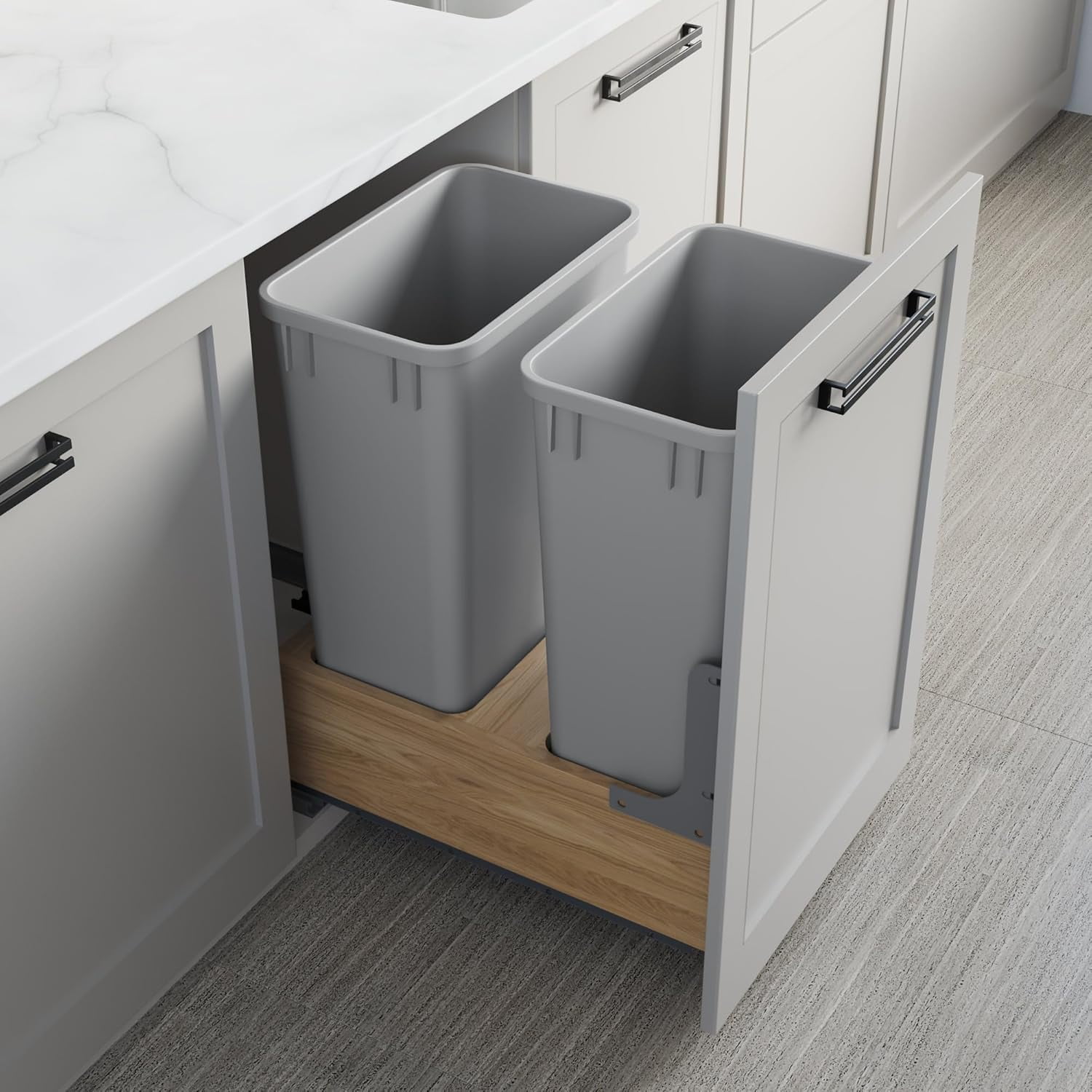 Dowell Double 50L Undermount Trash Pull-Out Waste Container with Full ...