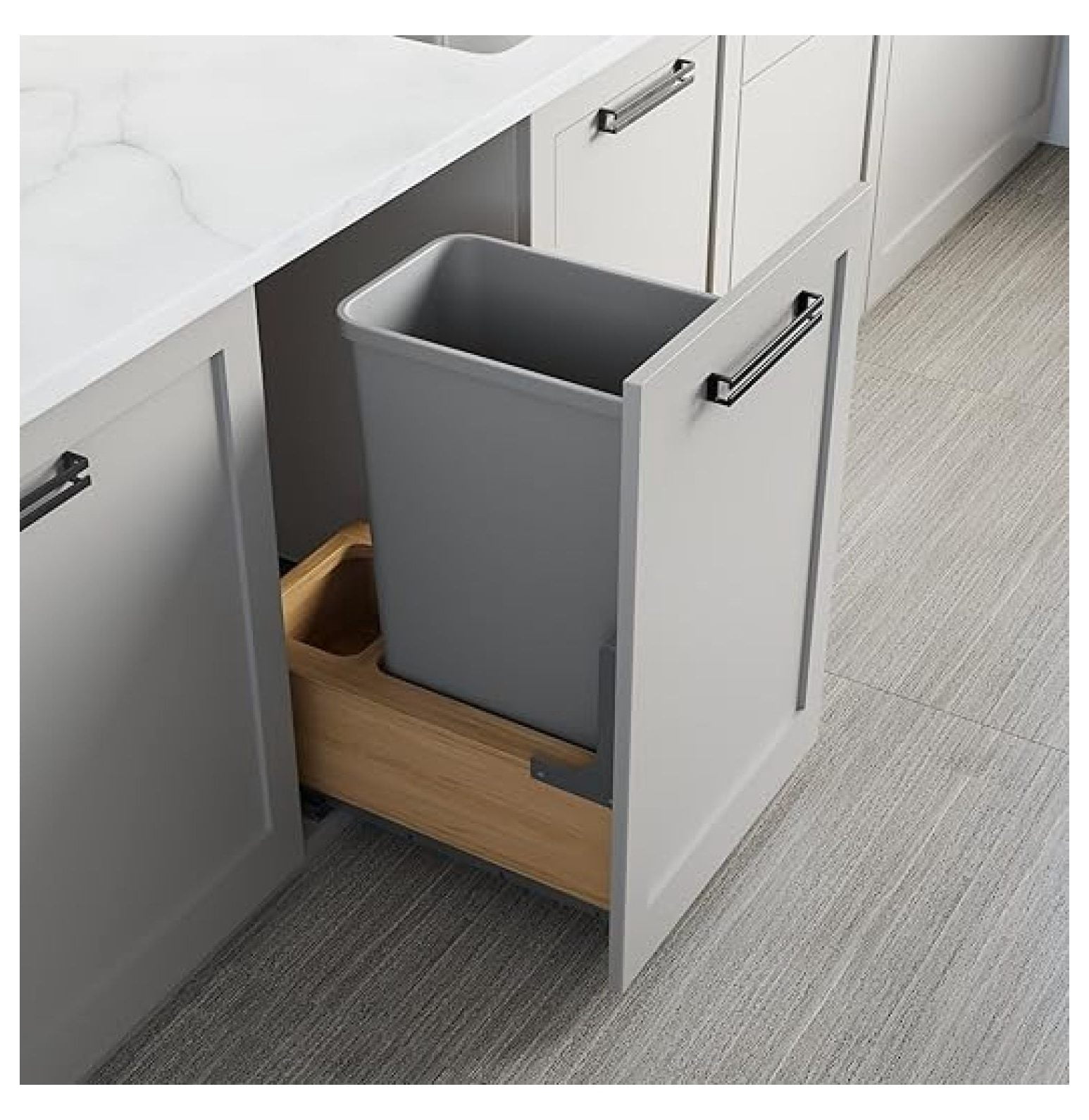 Dowell Single 50Qt Undermount Trash Pull-Out Waste Container with Full ...