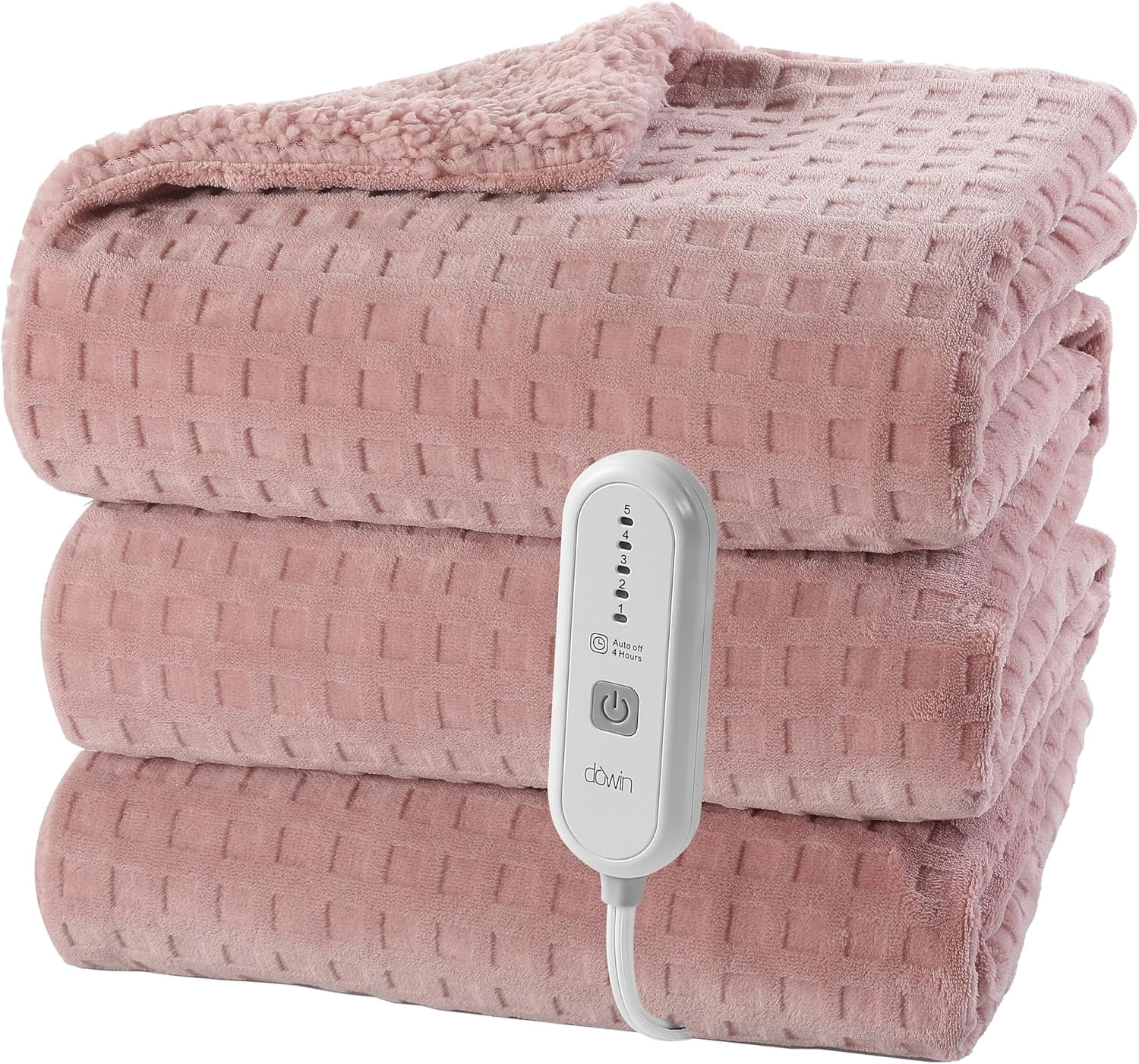 Dowin Waffle Fleece Electric Heated Blanket - Throw Size 50x60, with ...