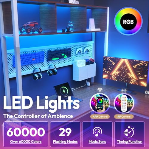 Dowinx 67” L-Shaped Gaming Desk with Pegboard & Drawers, Reversible ...