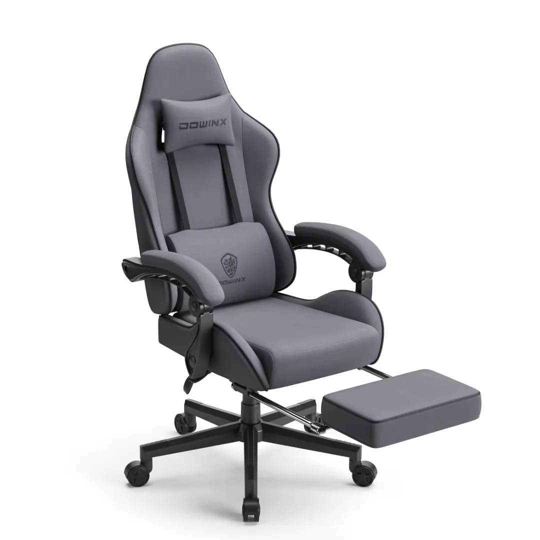 Dowinx Fabric Gaming Chair with Cushion, Ergonomic Design, Footrest ...