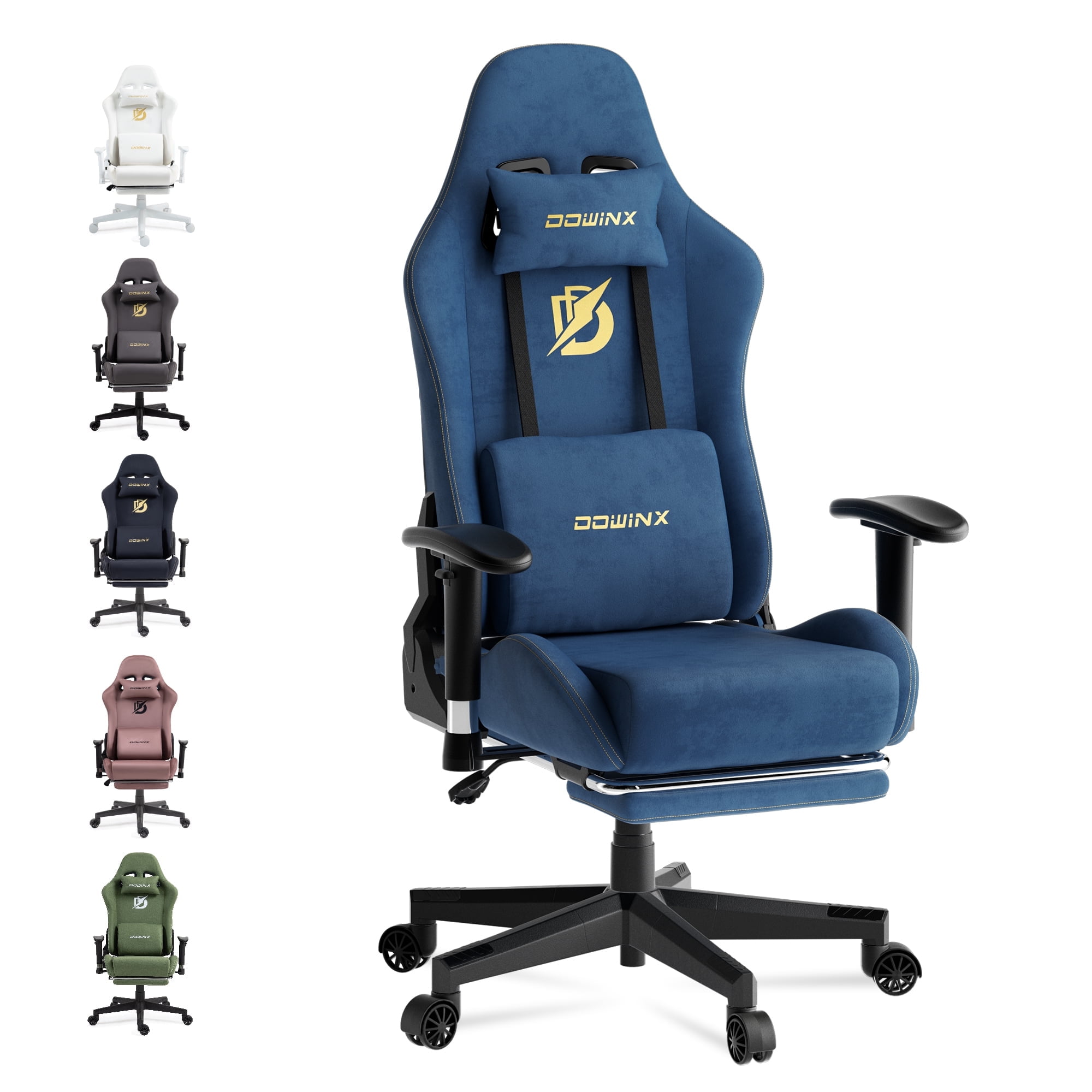 Dowinx Gaming Chair with Massage Lumbar Support, Suede Fabric Ergonomic ...