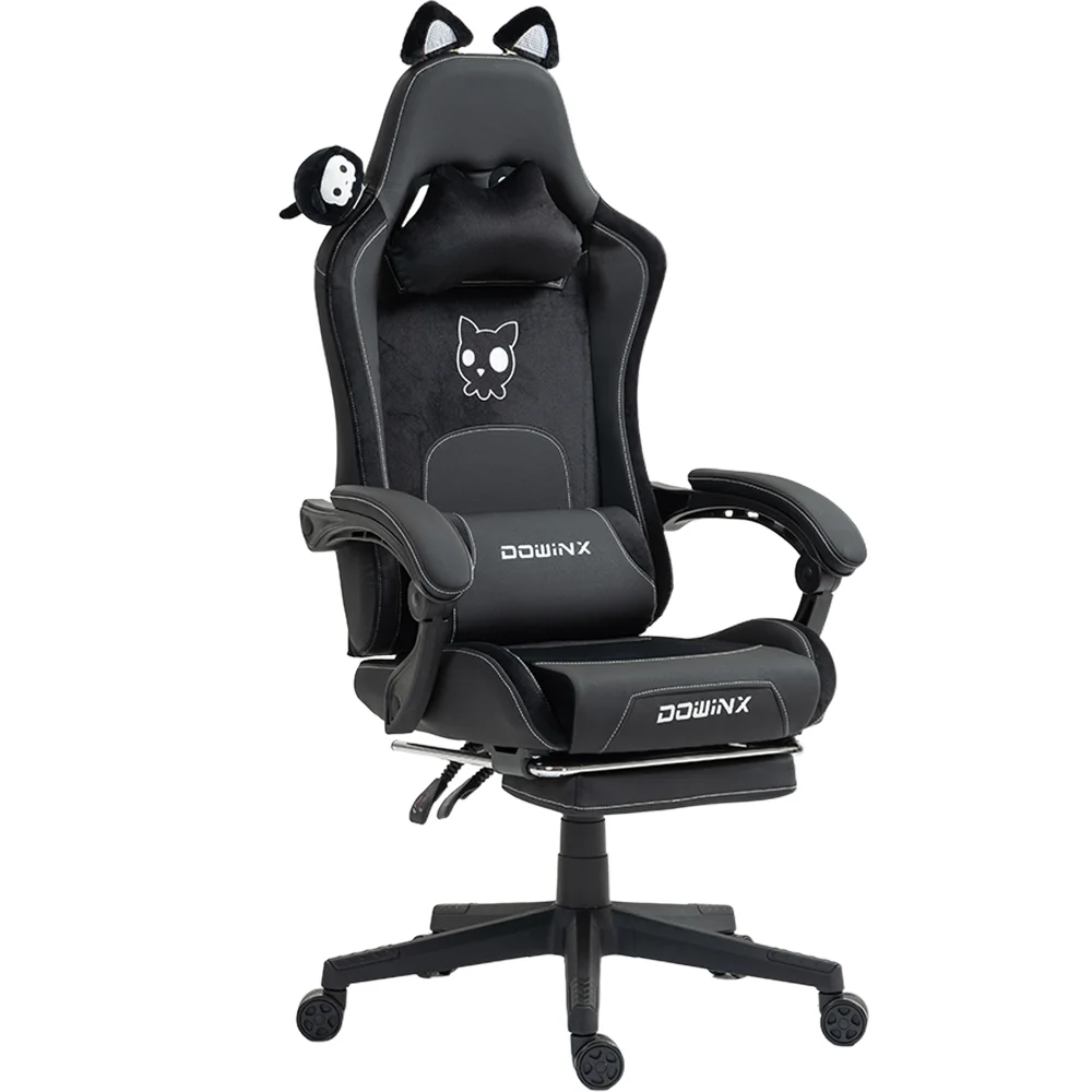 Dowinx Gaming Chair with Cat Ears, Massage Lumbar & Footrest ...