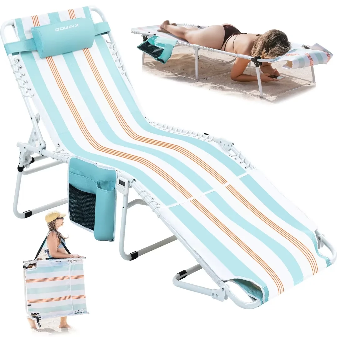 Oversized Folding Tanning Chair with Face Hole - Portable Chaise Lounge ...