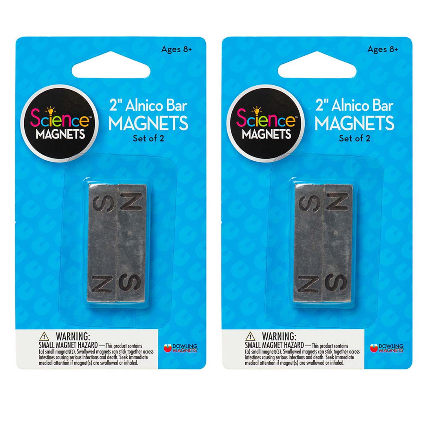 Dowling Magnets Alnico Bar Magnets, 2", N/S Stamped, Pack of 2, 2 Packs ...