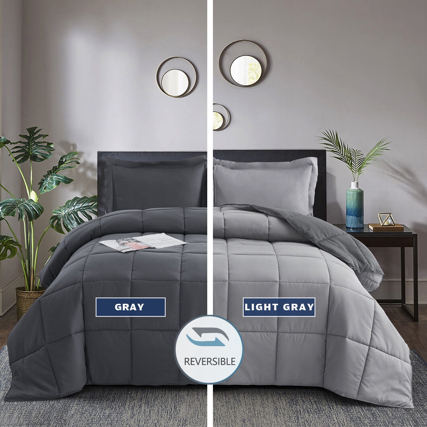 Down Alternative Comforter Set 3 Pcs All Season Reversible Comforter ...