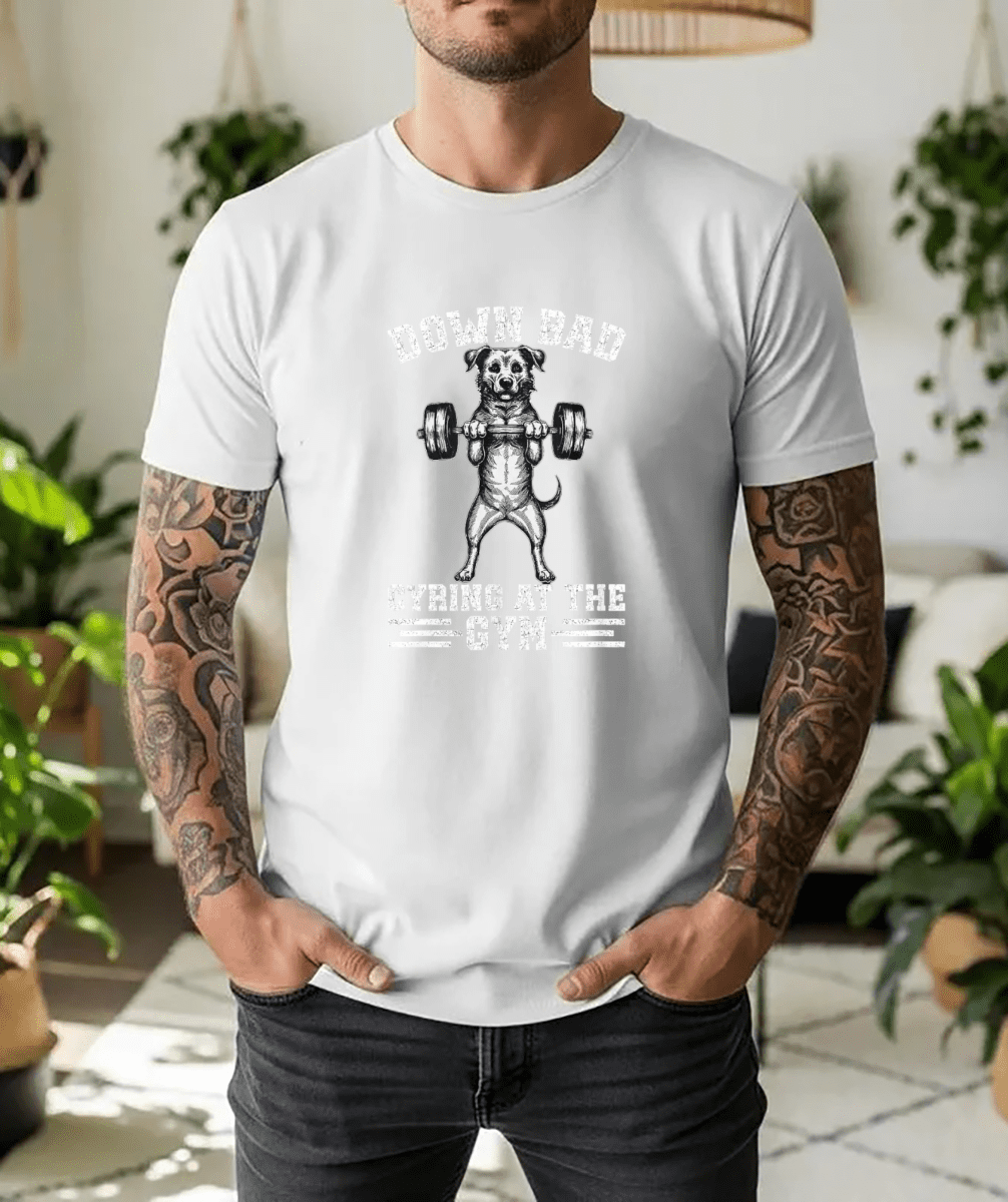 Down Bad Crying At The Gym Funny Dog Lover Workout Meme Unisex T-Shirt up to Size 5XL - Walmart.com