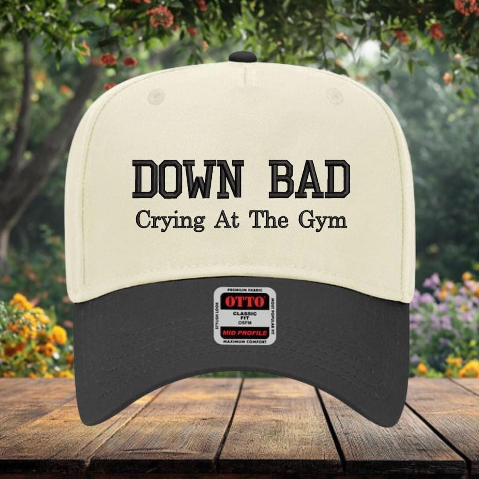 Down Bad Crying At The Gym Hat, Funny Gym Trucker Hat, Gym Hat, Sad Boi ...