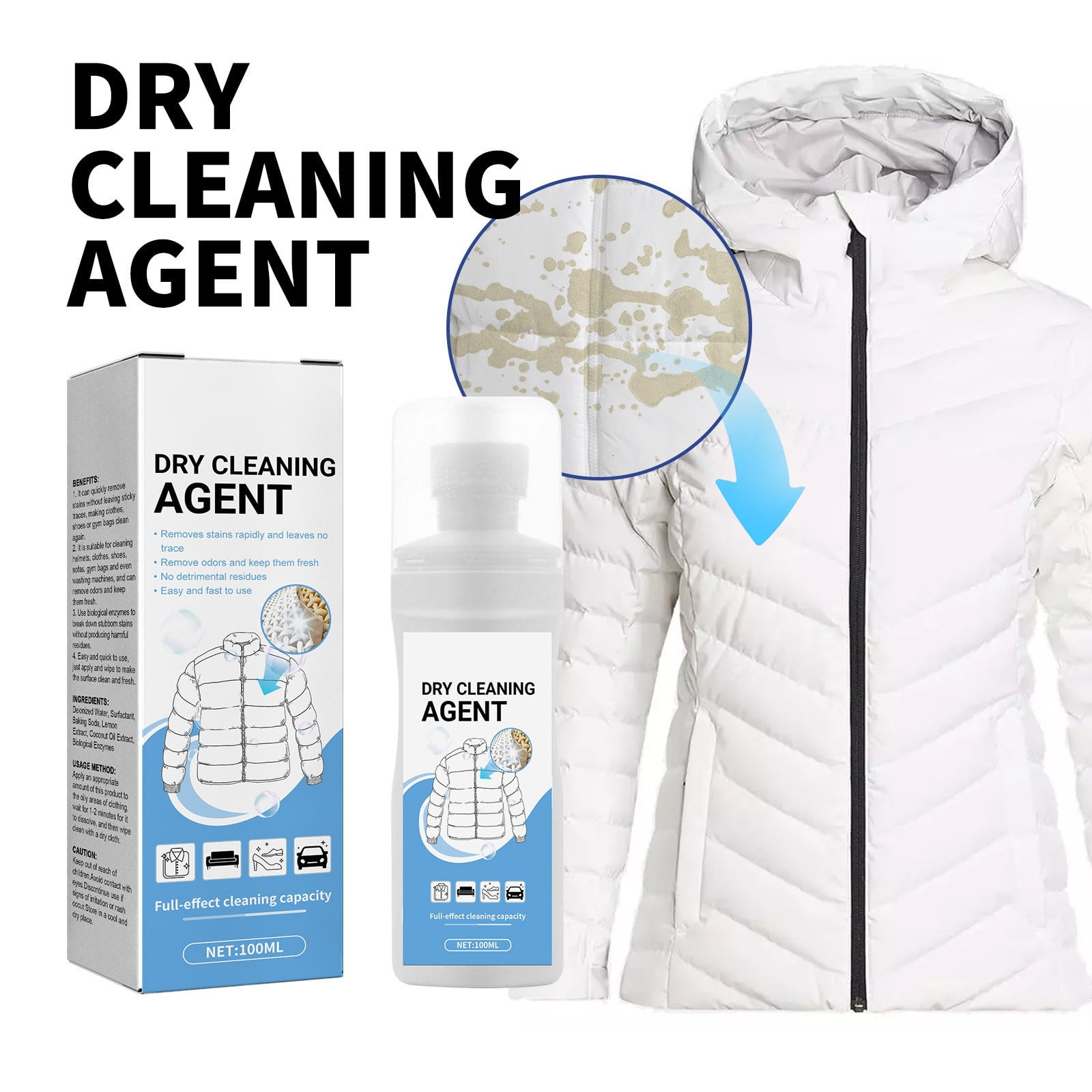 Down Cleaner - Multi-Purpose Dry Cleaning Clothing Cleansing Foam Rinse ...